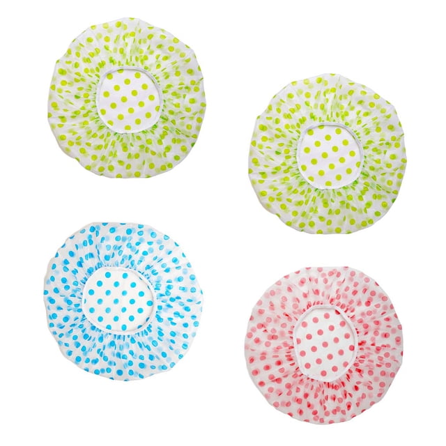 MoHern 4Pcs Plastic Waterproof Shower Caps Set, Reusable & Travel ...