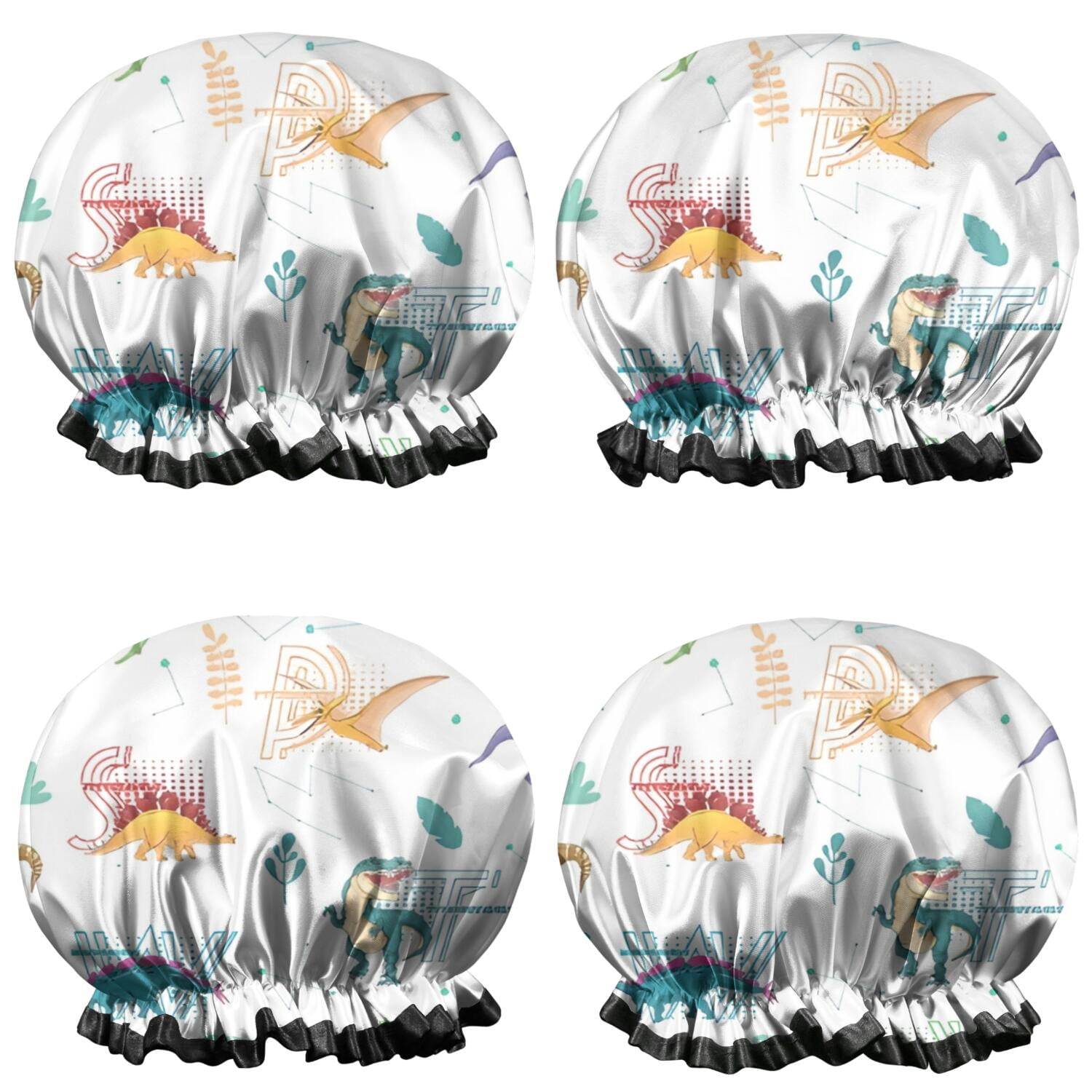 Shower Caps,Alphabet Dinosaur Names Chart Pattern Waterproof Shower Cap ...