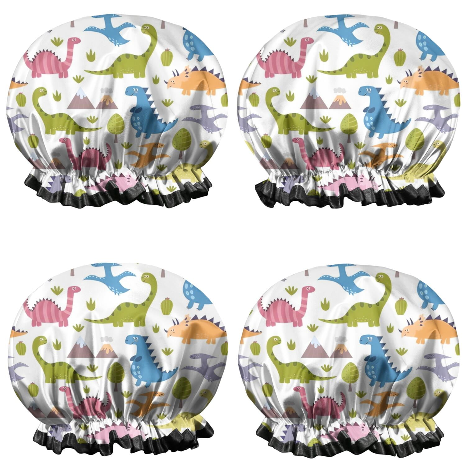 Shower Caps,Colorful Cartoon Dinosaurs Scenery Pattern Waterproof ...
