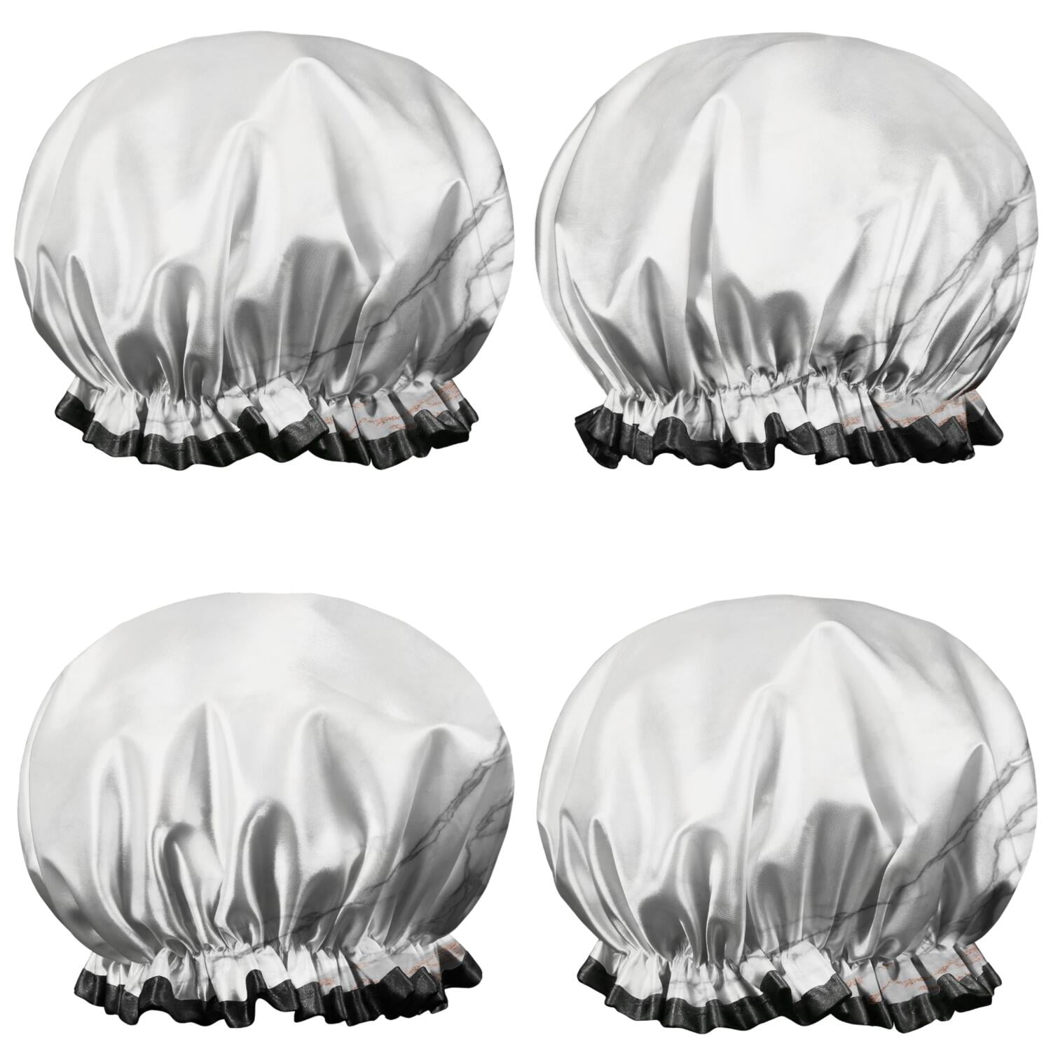 Shower Caps,White Gray Rose Gold Marble Pattern Waterproof Shower Cap ...