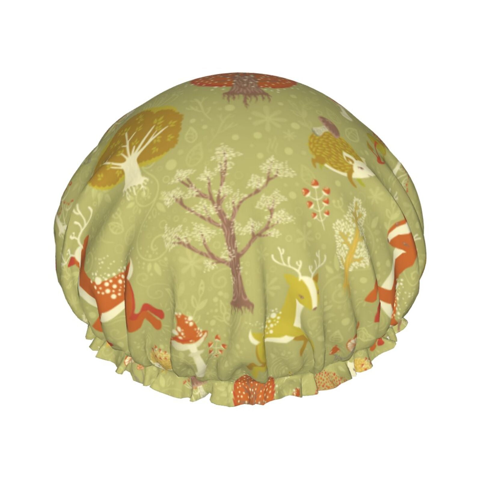 Shower Caps for Women, Cute Deer Hedgehog Tree Mushroom Reusable ...