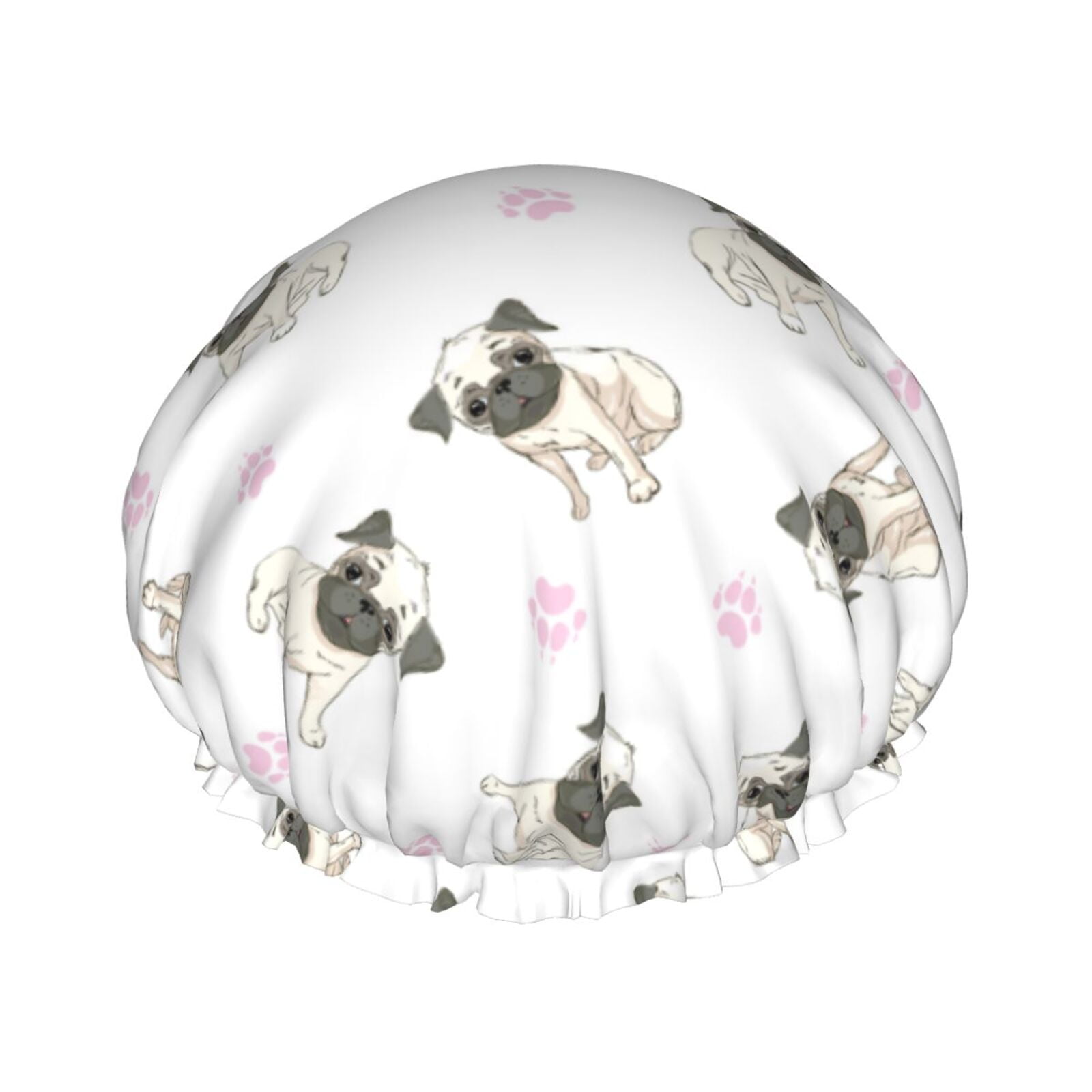 Shower Caps for Women, Cute French Bulldog Cartoon Reusable Waterproof ...