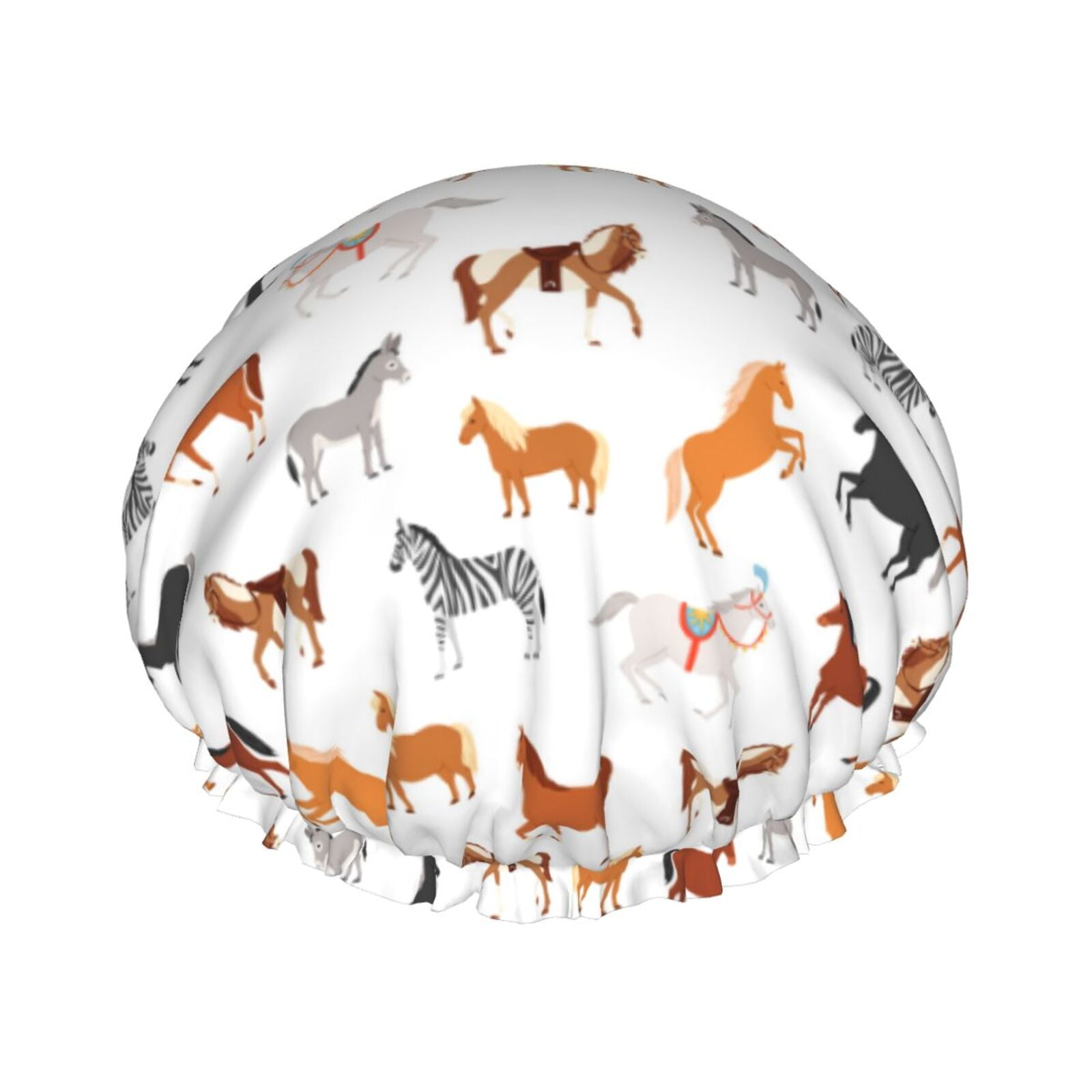 Shower Caps for Women, Cute Horse Donkey Zebra Pony Reusable Waterproof ...