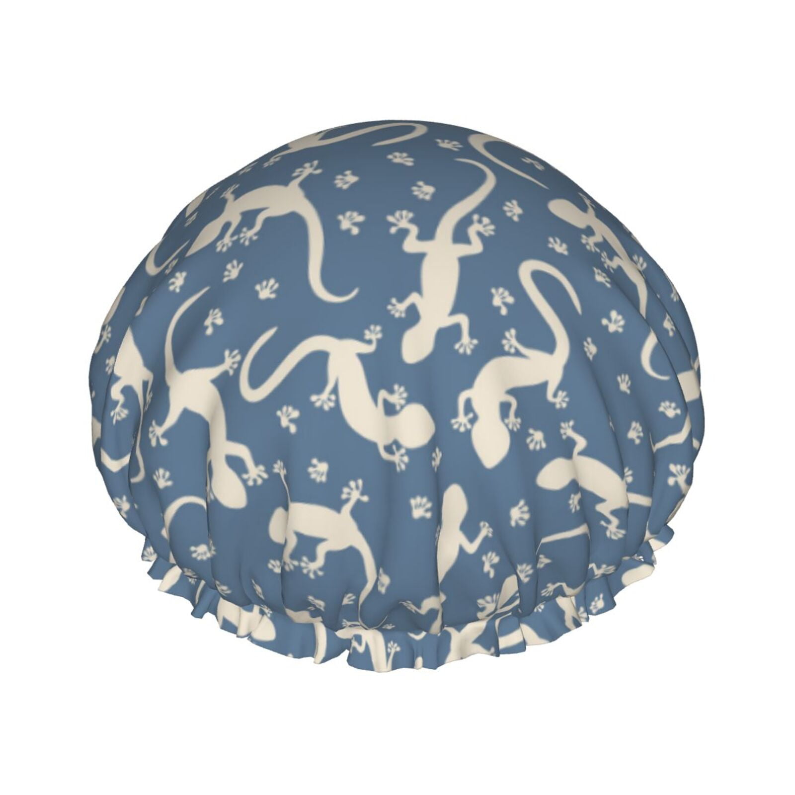 Shower Caps for Women, Cute Lizard Gecko Footprints Reusable Waterproof ...
