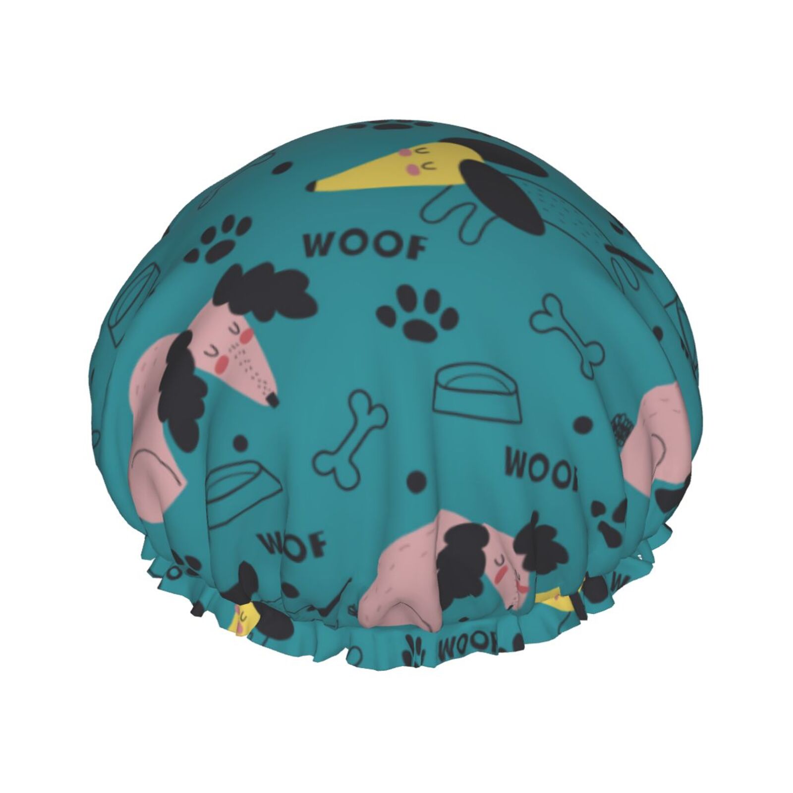 Shower Caps for Women, Dachshund Dog Puppy Footprint Blue Reusable ...