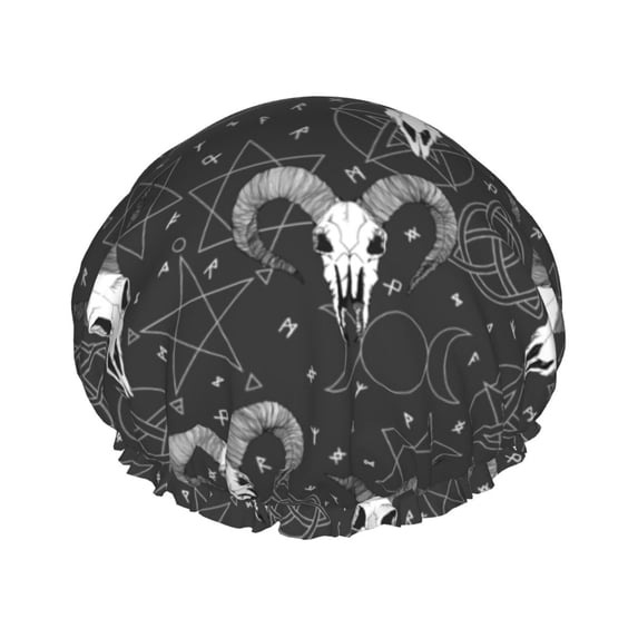 Shower Caps for Women, Gothic Style Cool Goat Skull_A Reusable ...