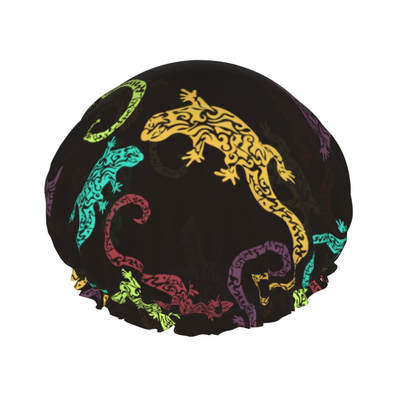 Shower Caps for Women, Minimalist Color Gecko Lizard Reusable ...