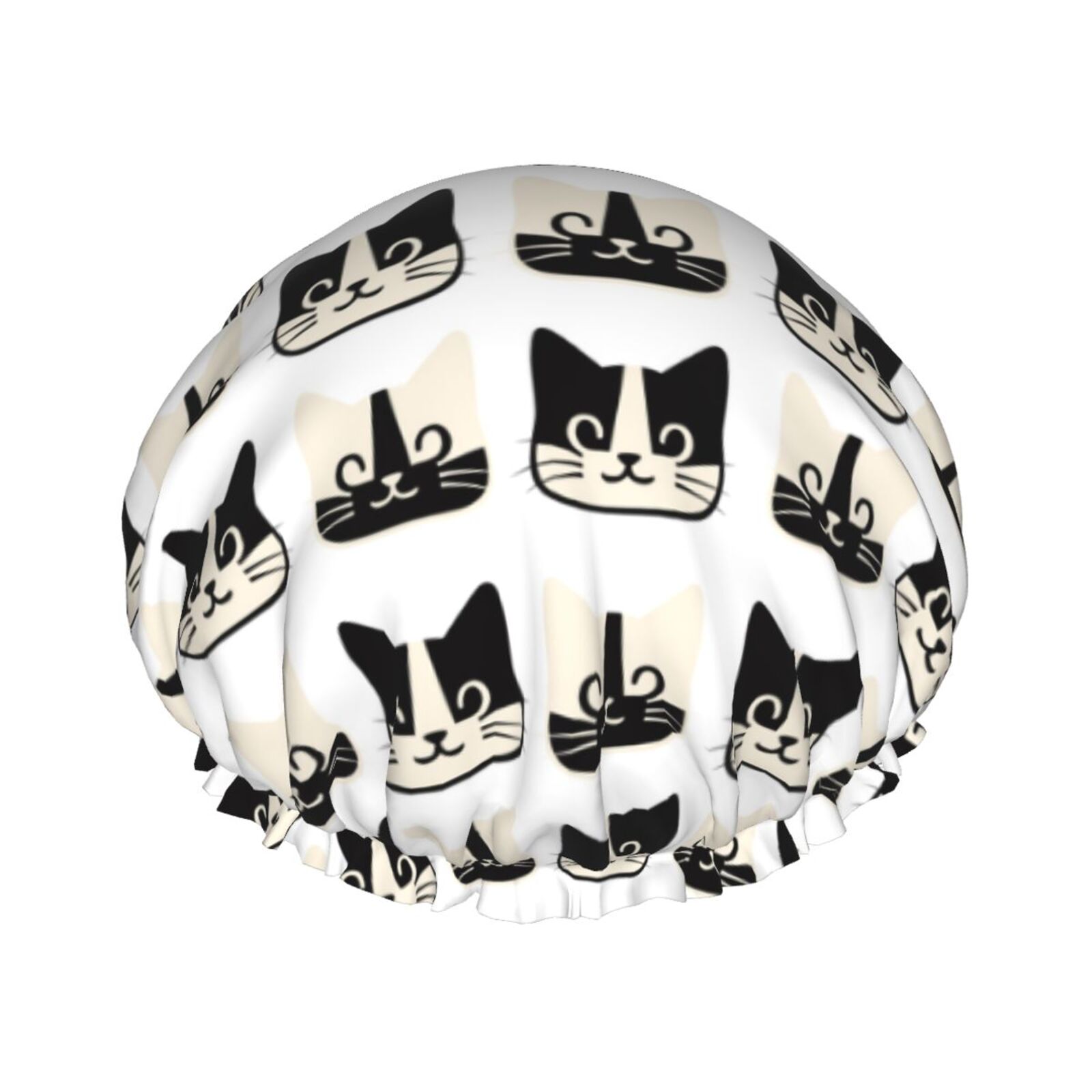 Shower Caps for Women, Minimalist Cute Cartoon Cat Face Reusable ...