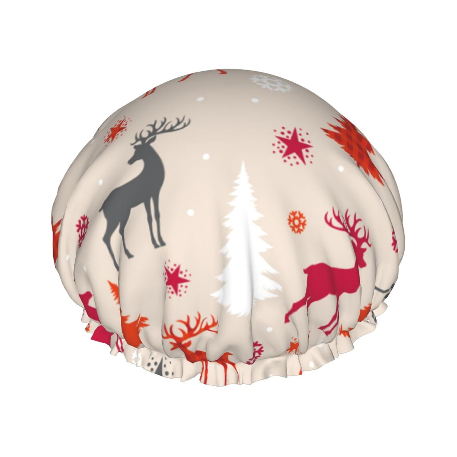 Shower Caps for Women, Simple Painted Deer Trees Stars Reusable ...