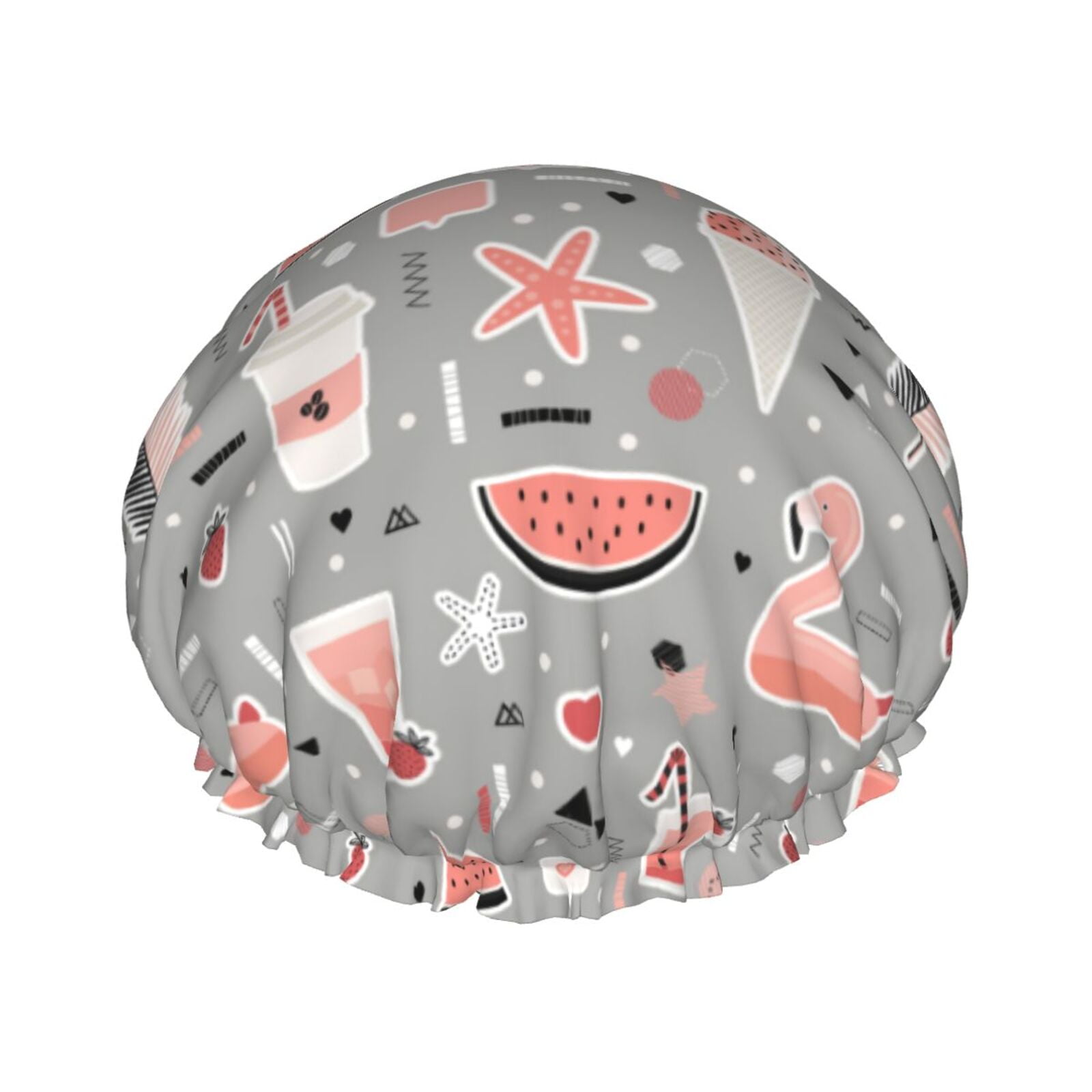 Shower Caps for Women, Summer Strawberries ice cream pttern Reusable ...