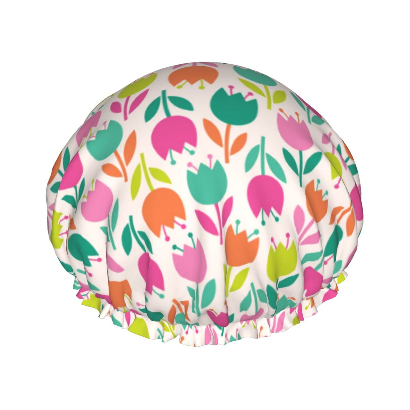 Shower Caps for Women, Tulips Flowers Brilliant Pink Reusable ...