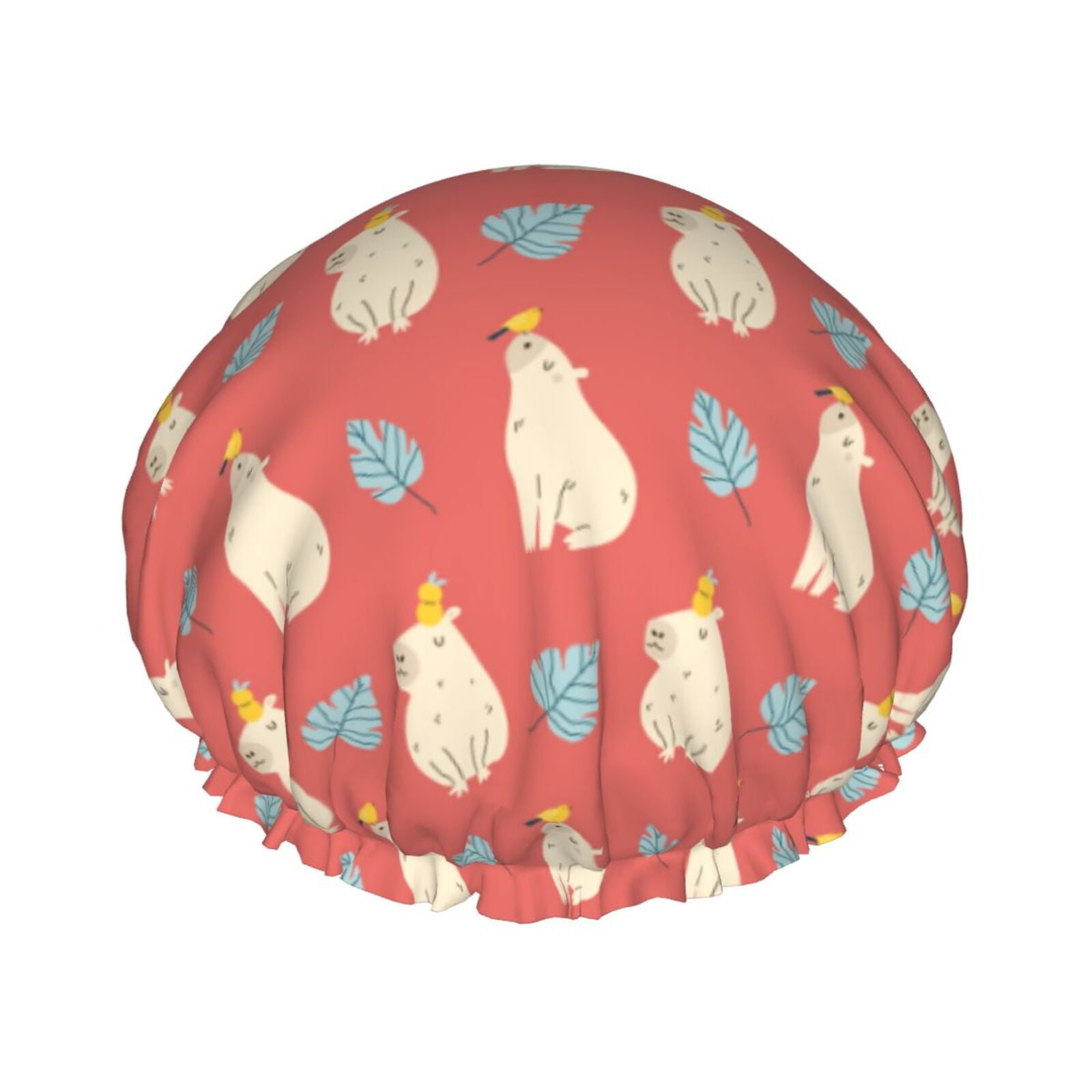 Shower Caps for Women, Capybaras Red Reusable Waterproof Shower Cap ...