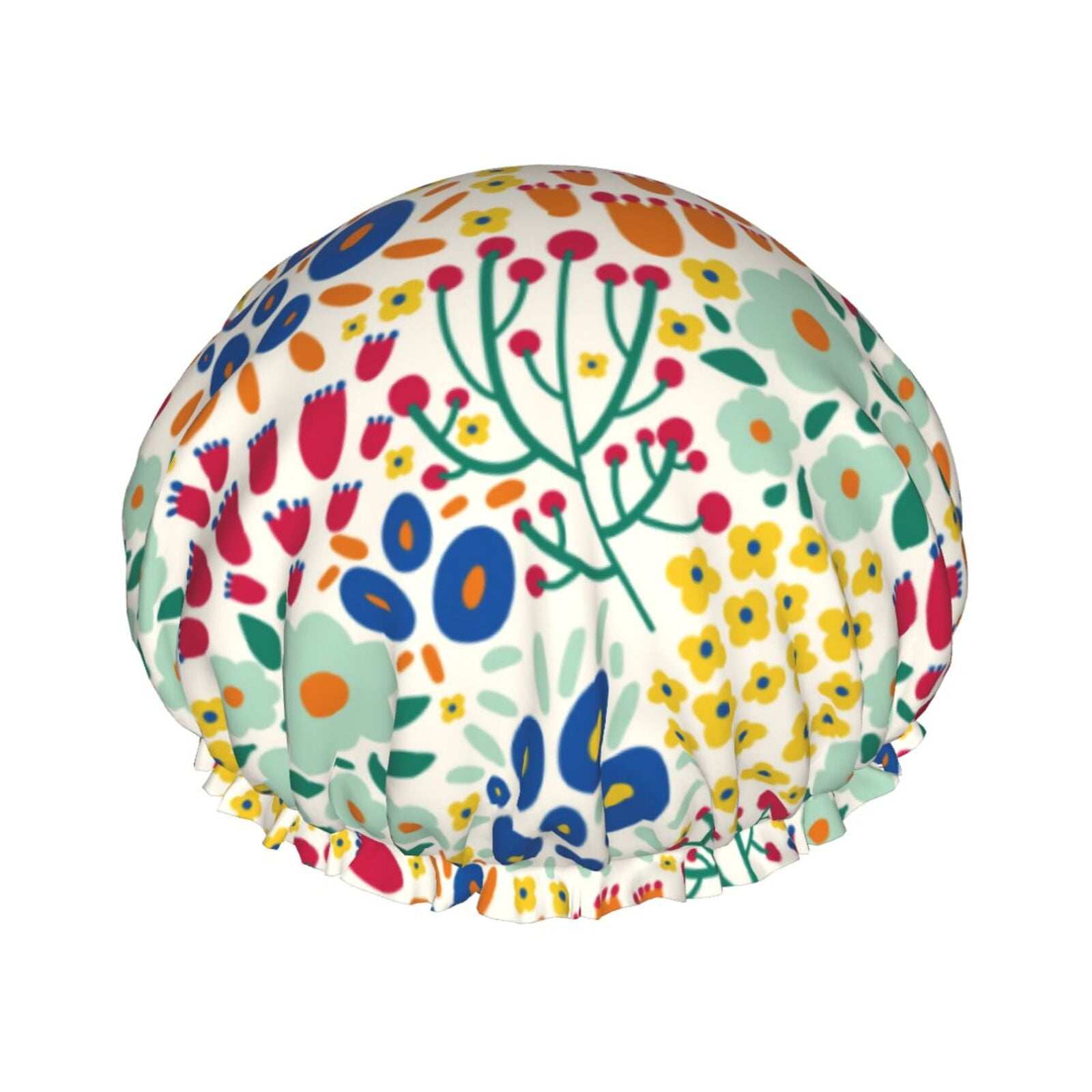 Shower Caps for Women, Cartoon flowers B Reusable Waterproof Shower Cap ...