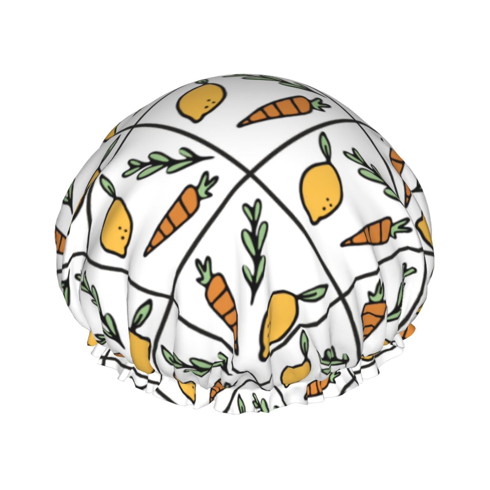 Shower Caps for Women, Cute Carrot Lemon Reusable Waterproof Shower Cap ...