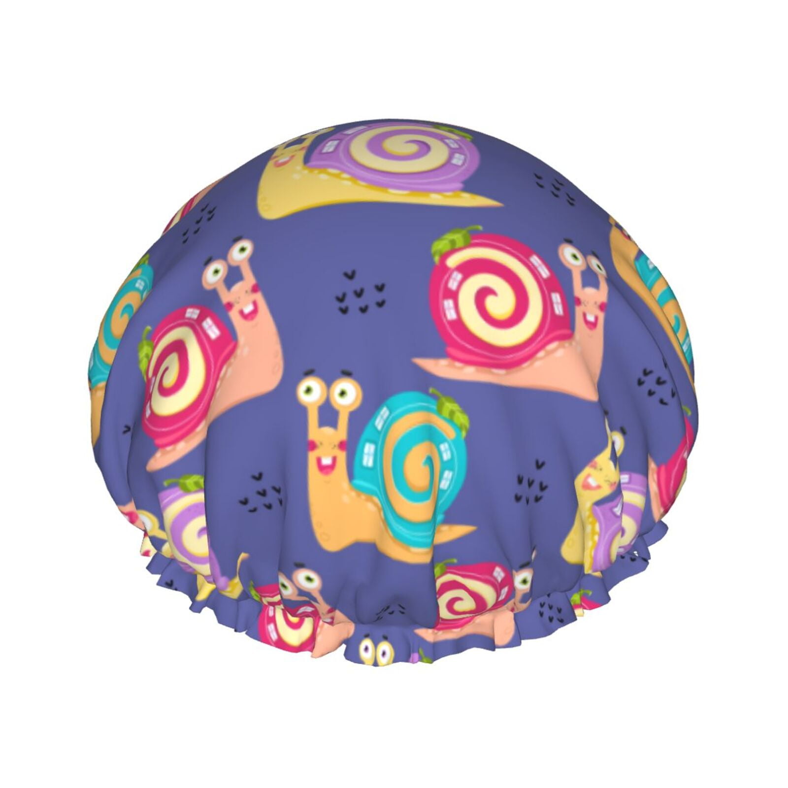 Shower Caps for Women, Funny Colorful Snails Reusable Waterproof Shower ...