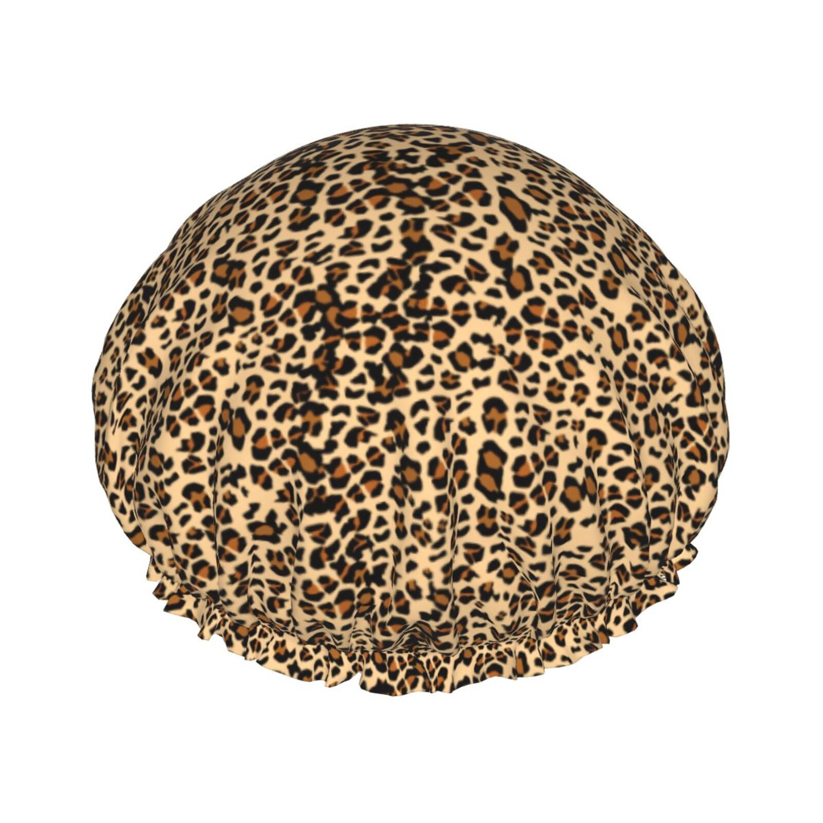 Shower Caps for Women, Leopard print brown Reusable Waterproof Shower ...