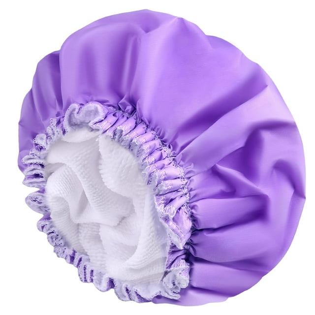 Shower Caps for Women, Terry Cloth Lined EVA Exterior Elastic and ...