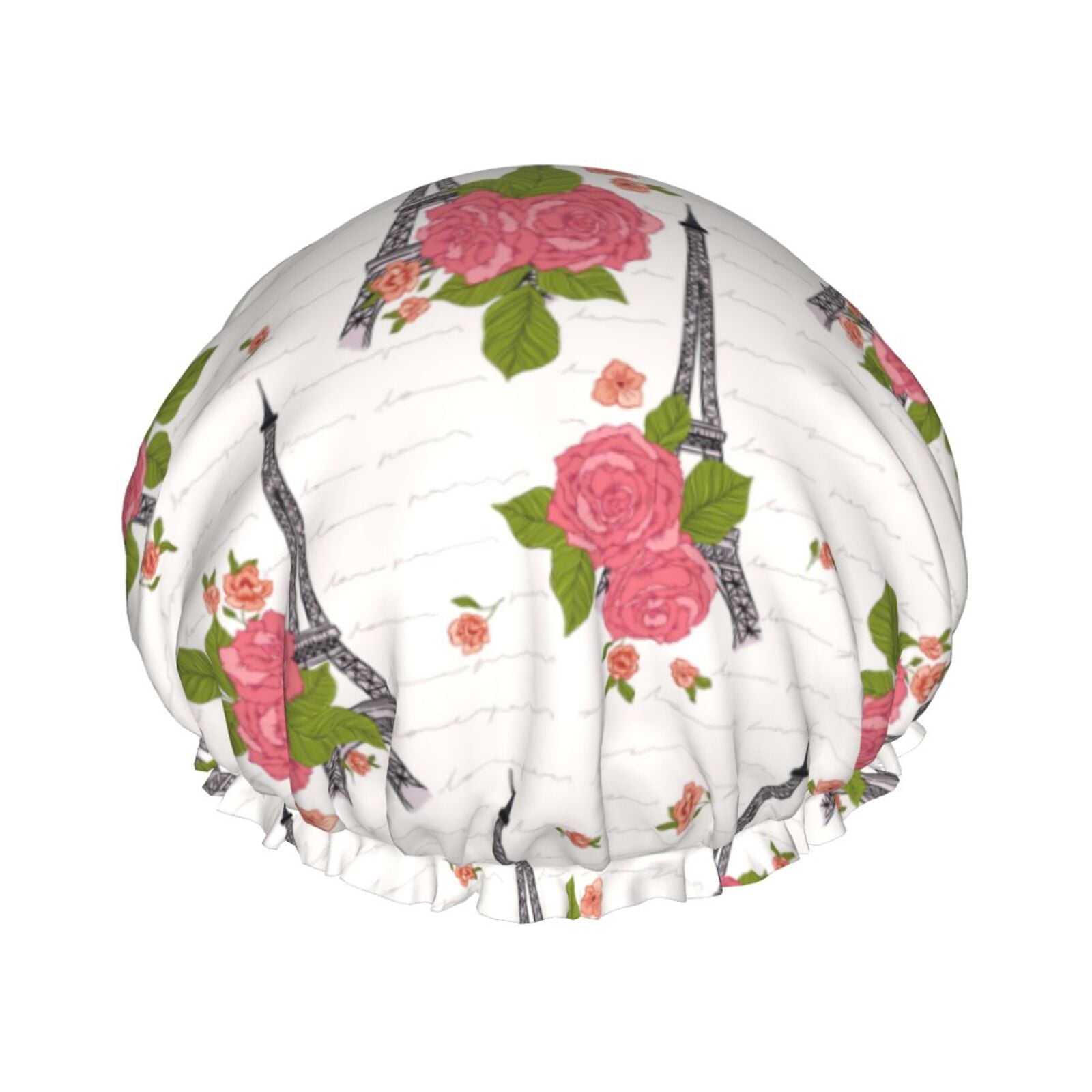 Shower Caps for Women, roses Tower flower Reusable Waterproof Shower ...