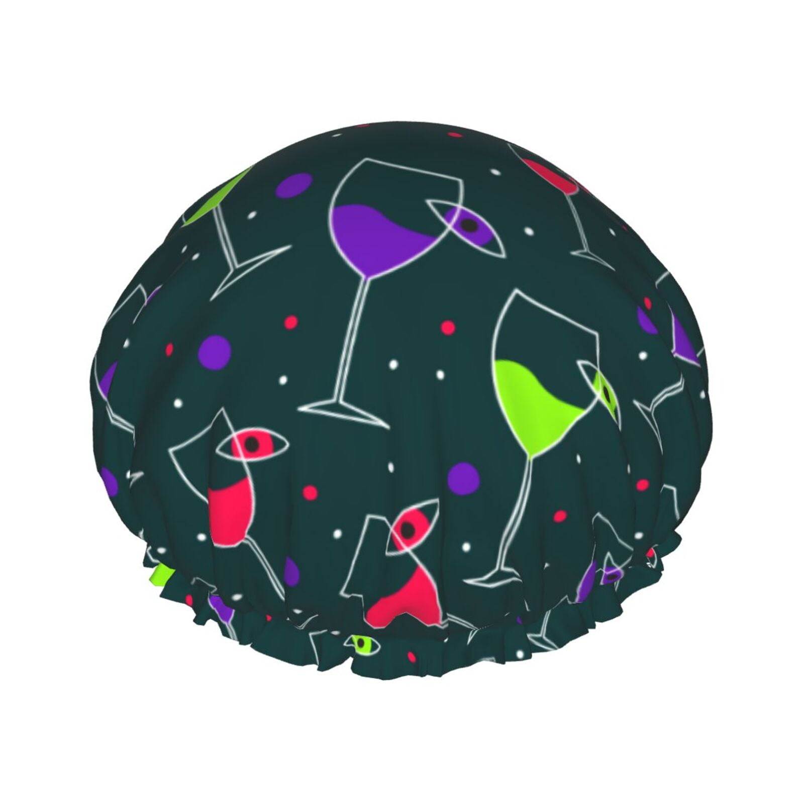 Shower Caps for Women, wine glass pattern Reusable Waterproof Shower ...