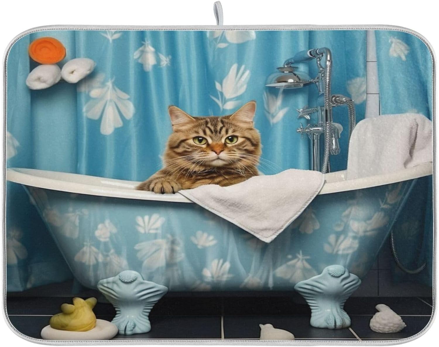 Shower Cat Dish Drying Mat for Kitchen Counter, Ultra Absorbent ...