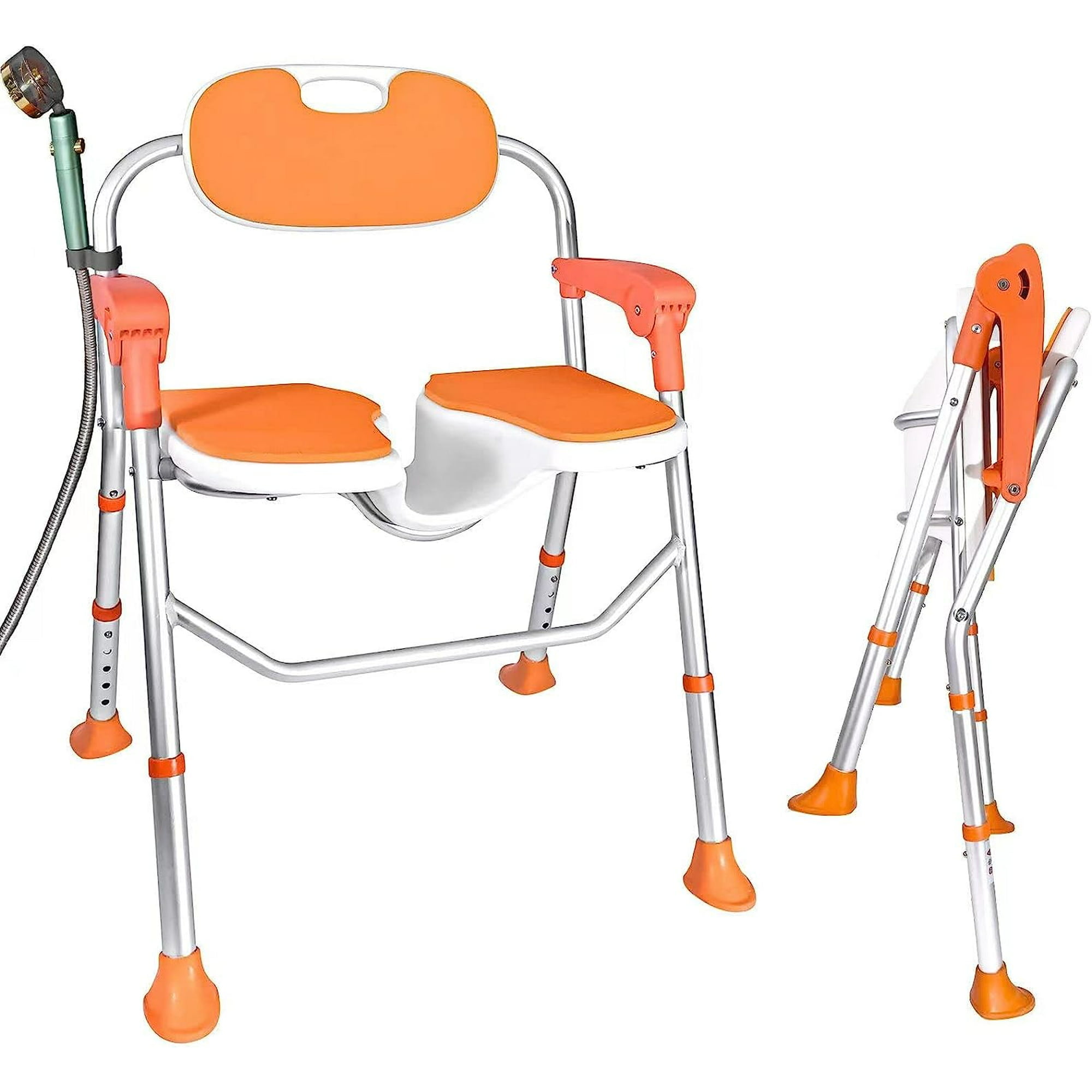 Ailongcity Shower Chair with Arms and Back, Folding Adjustable Chair ...