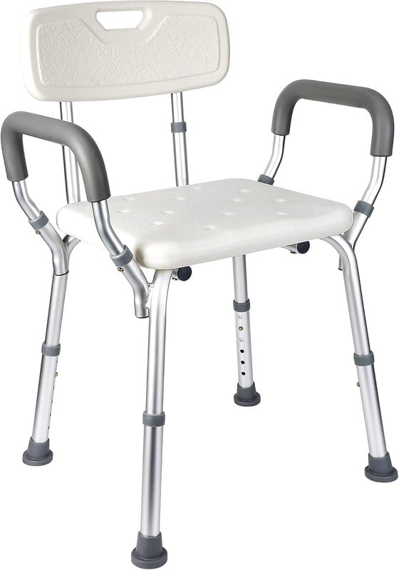 Shower Chair with Back and Padded Arms Bath Bench for Inside Shower ...