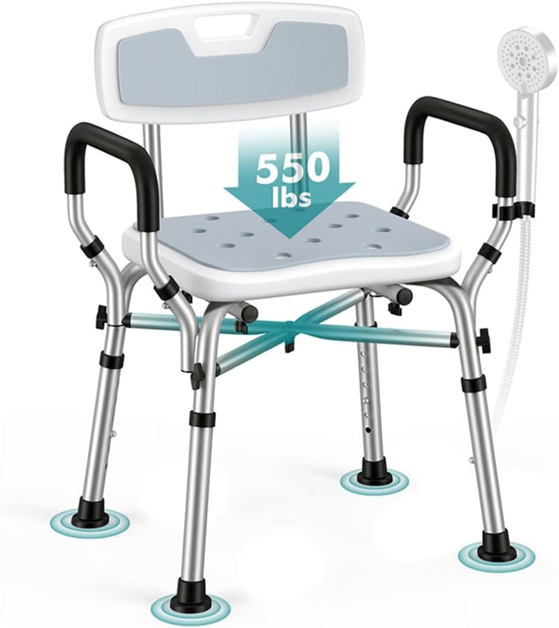 Shower Chair for Elderly and Disabled, 550 lbs Shower Chair for Inside Shower with Arms and Back ...