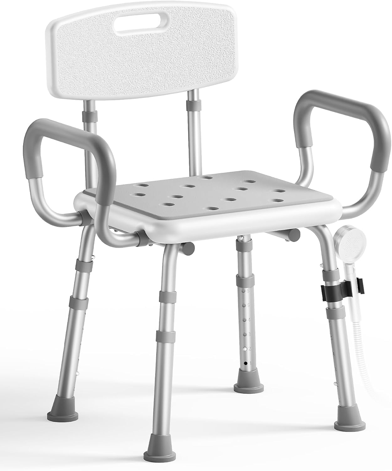 Shower Chair for Inside Shower with Arms and Back, FSA/HSA, Height Adjustable Shower Chair for ...