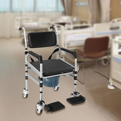 Shower Chair with Wheels, Rolling Folding Shower Wheel, Aluminum Alloy ...