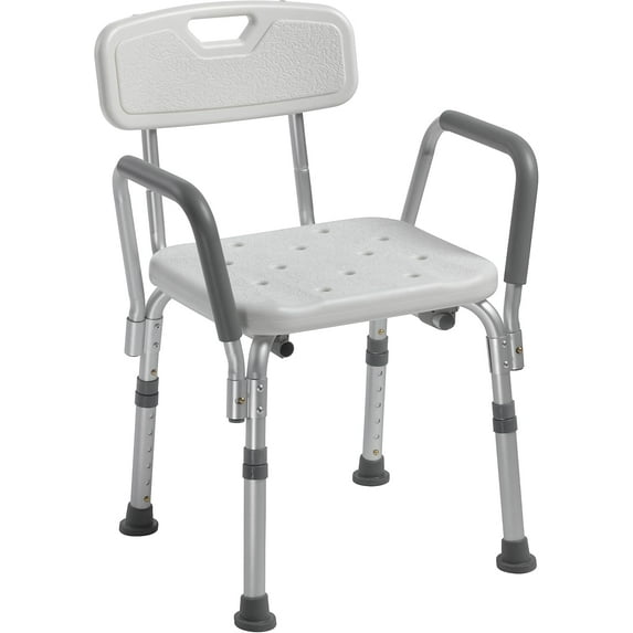 Shower Chair with Back & Padded Arms - Adjustable Height Bath Seat for ...