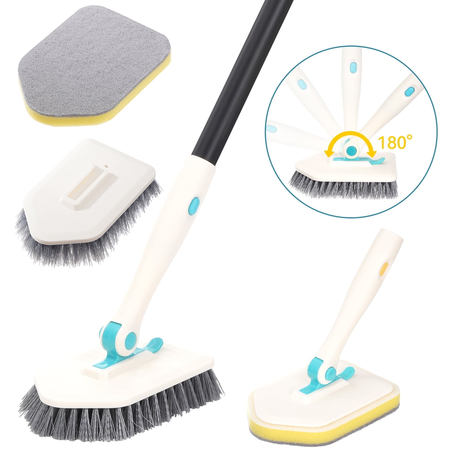 YEERSWAG Shower Cleaning Brush with Locking Head 2-In-1 Tile Tub Floor ...