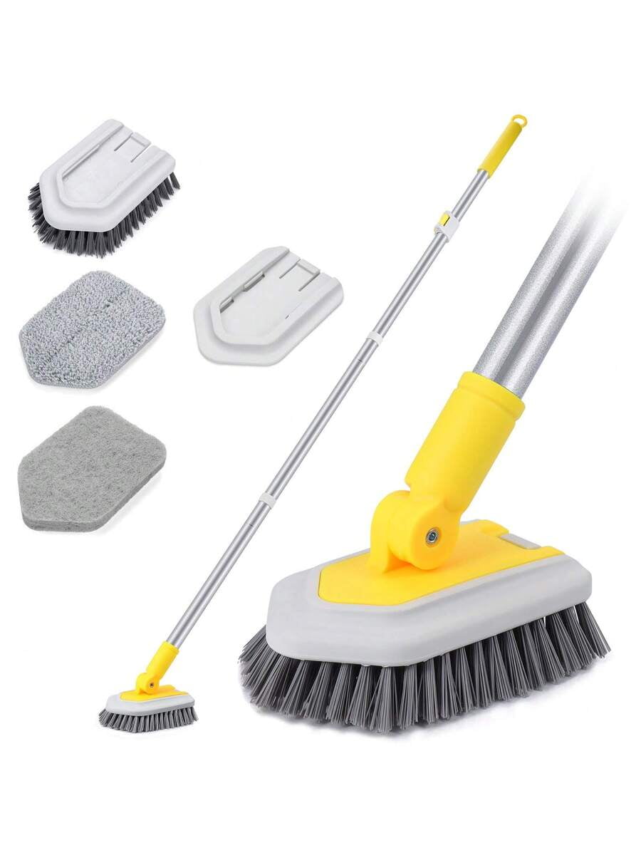 Shower Cleaning Brush with 50 Inch Long Handle, 3-in-1 Tub and Tile ...
