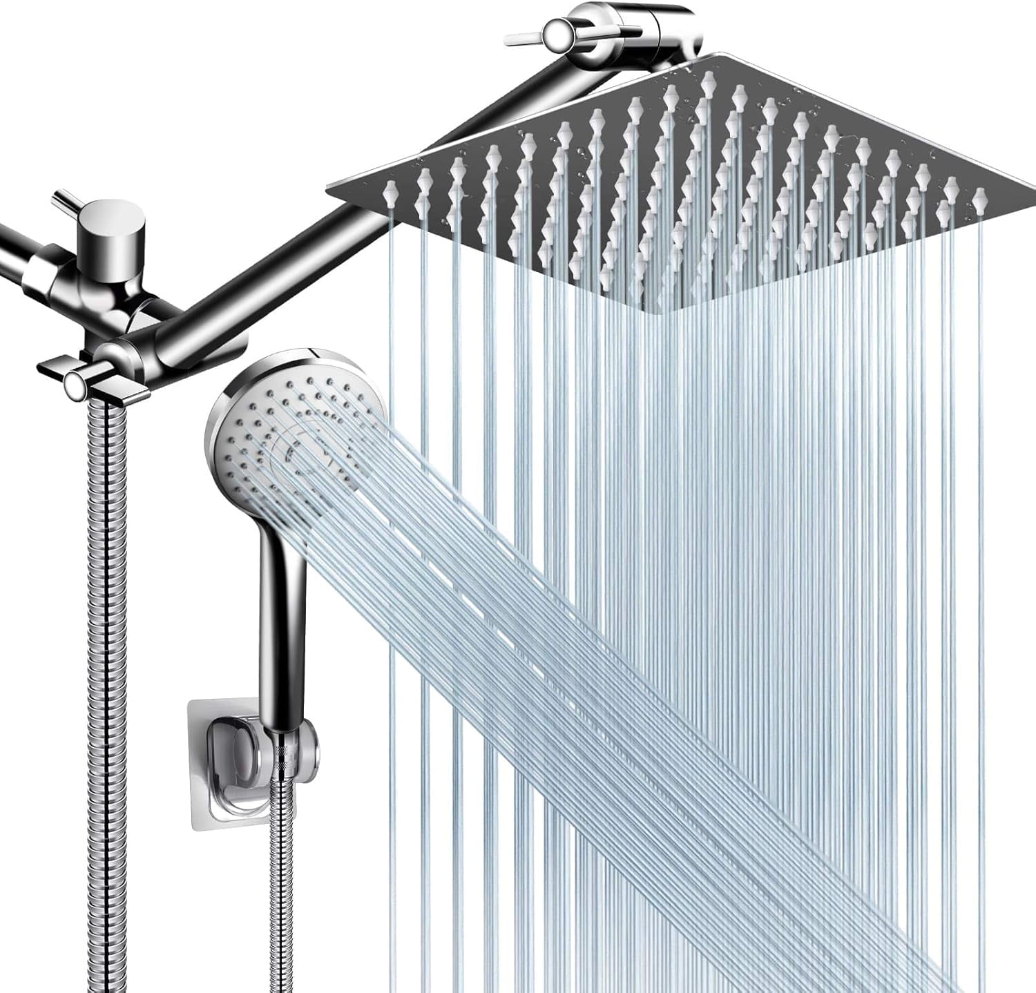 Shower Combo,8 Inch High Rain Shower with 11 Inch Adjustable Extension ...