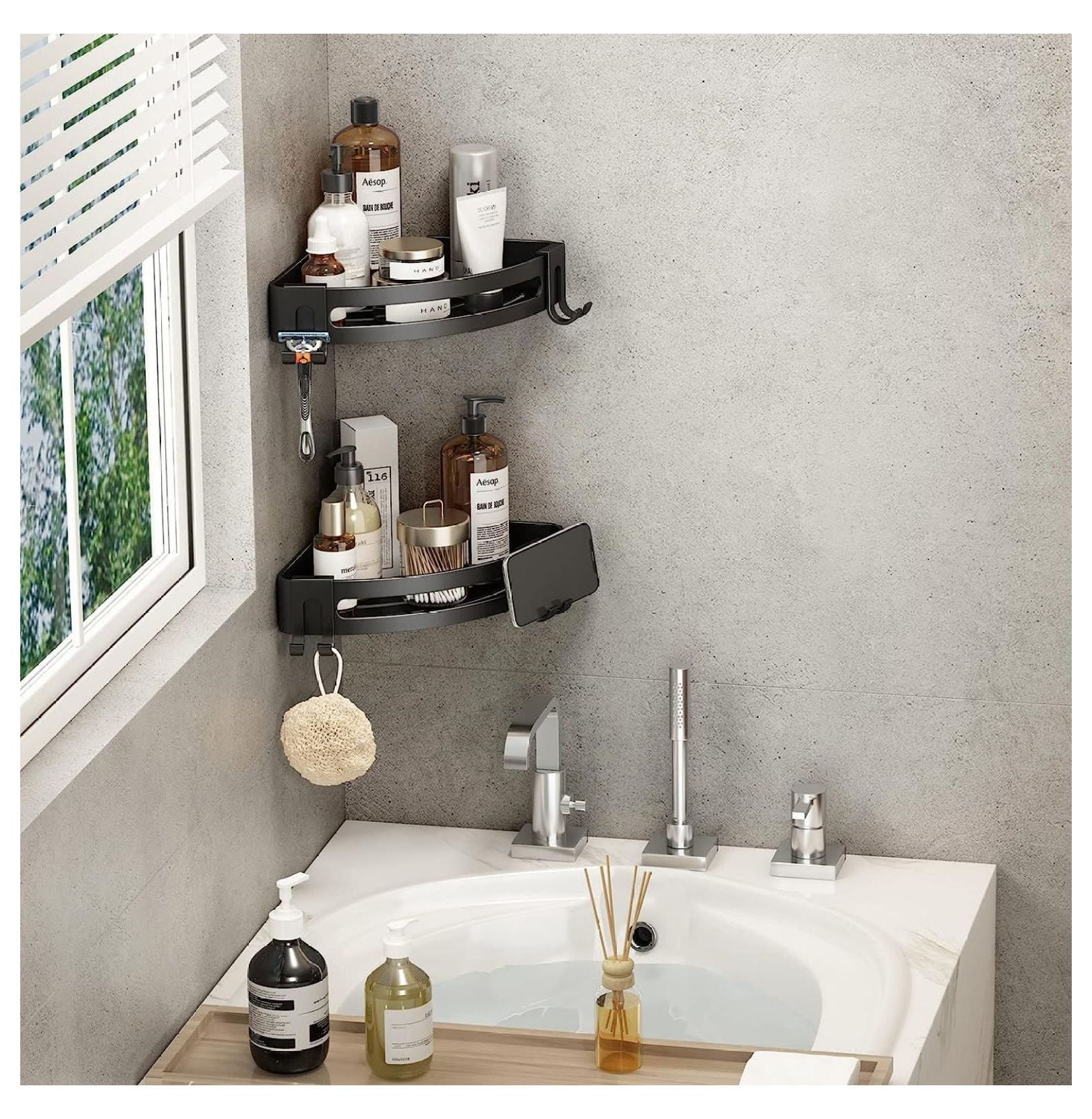 Shower Corner Shelf Caddy 2 Pack shower Organizer Corner No Drill ...
