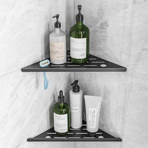 Shower Corner Shelf with Razor Holder, Rustproof Stainless Steel Tile ...