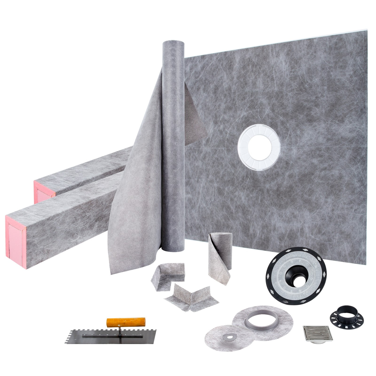 Shower Curb Kit 48"x48" with Central Drain PVC Waterproofing - Walmart.com