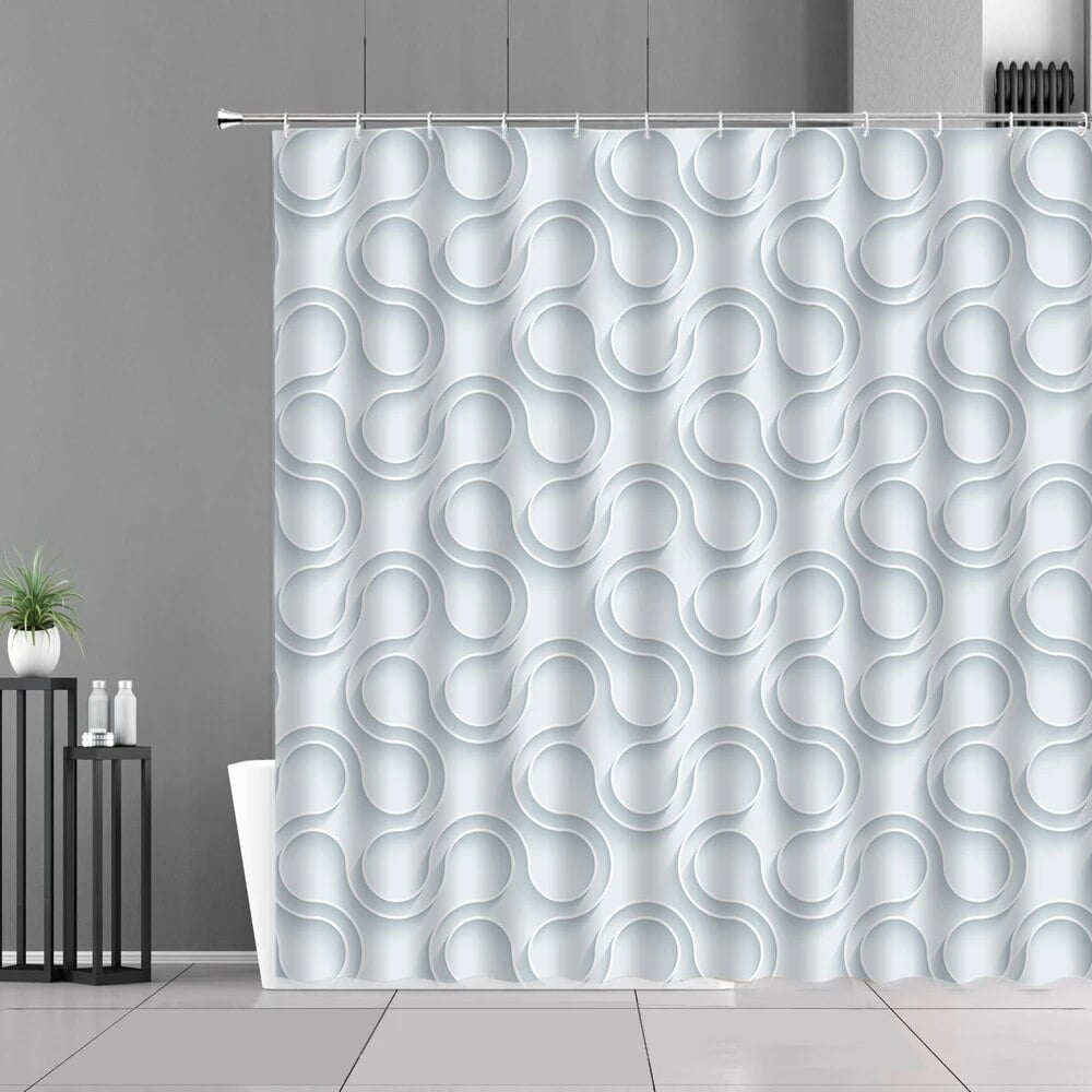 Shower Curtain 3d Print Floor Tiles Striped Irregular Geometric Pattern