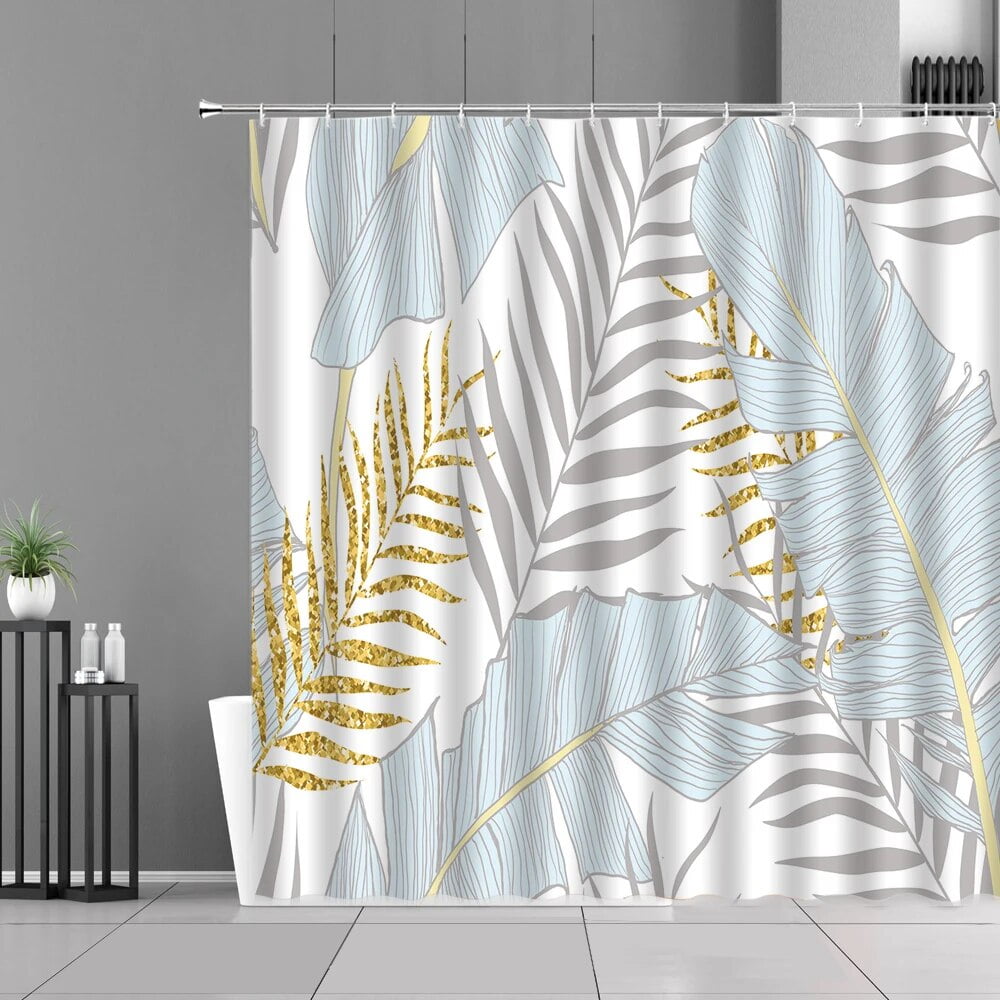 Shower Curtain 3D Print Plant Palm Tree Green Leaf Safflower Bathroom ...
