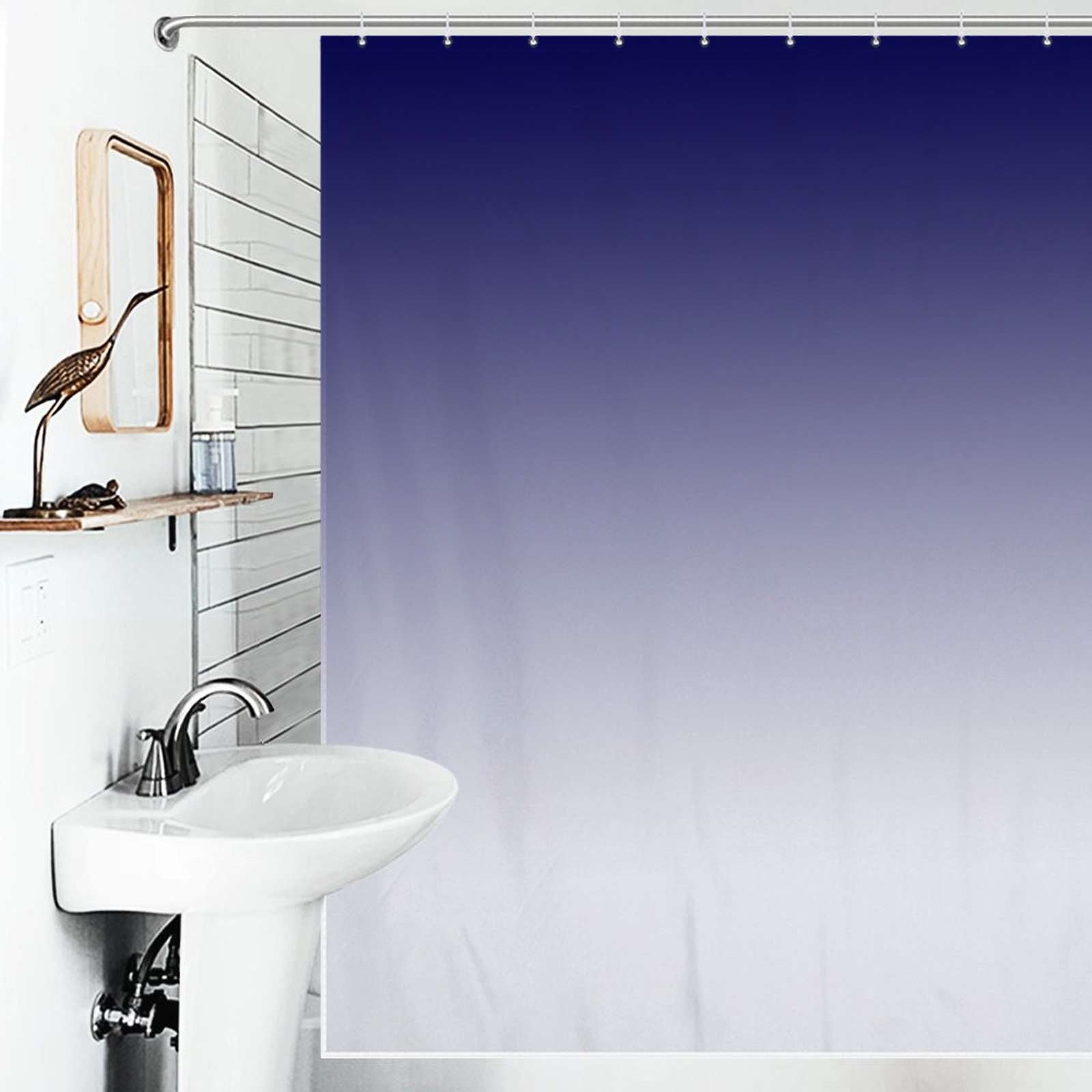 Shower Curtain Aesthetic Night Blue And White Gradient Bath Curtain ...