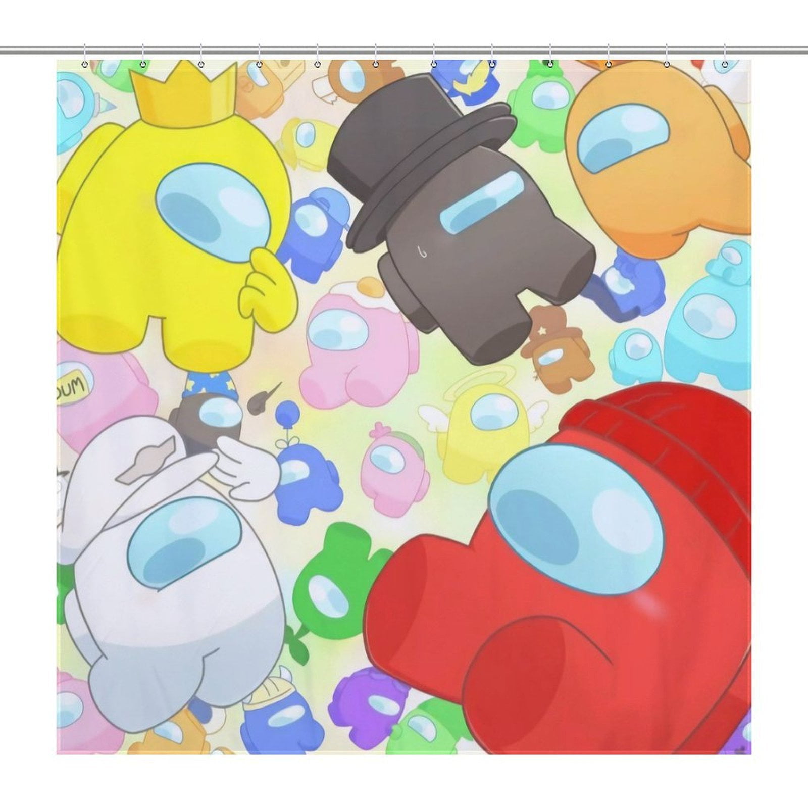 Shower Curtain Am-ong Us Watercolor Cartoon Bath Curtain Cute Cartoon ...