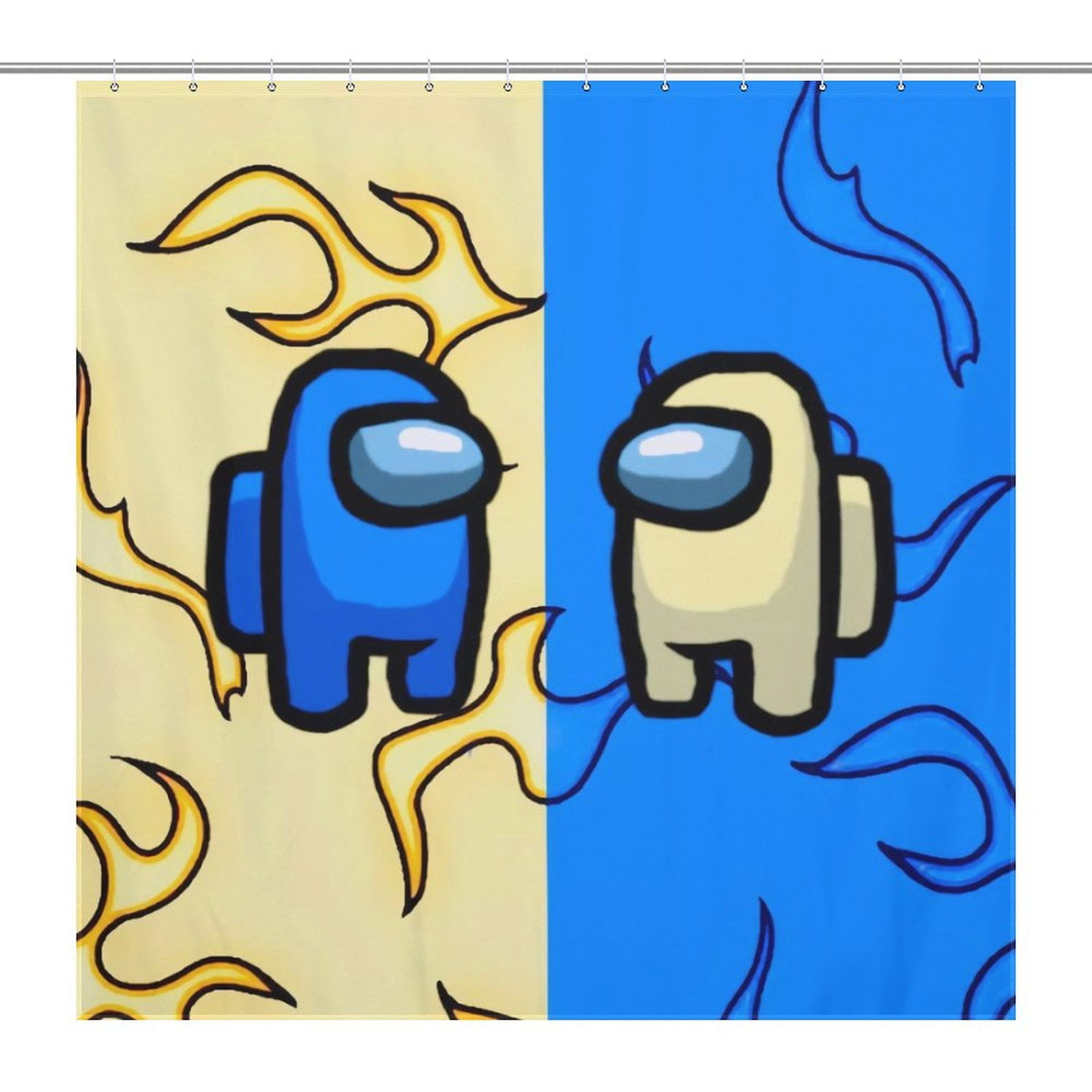 Shower Curtain Am-ong Us Watercolor Cartoon Bath Curtain Cute Cartoon ...