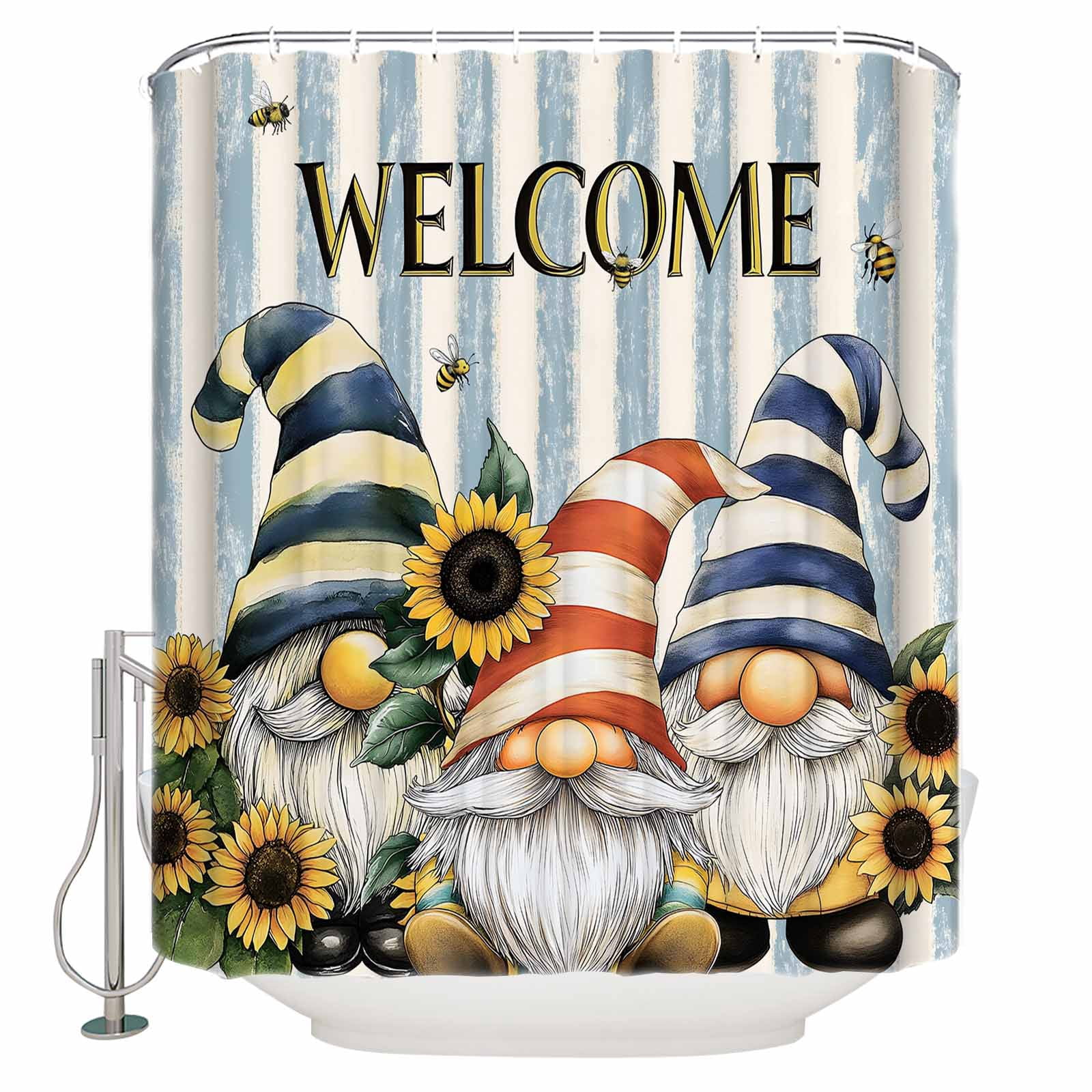Shower Curtain Bathroom Set Cartoon Sunflower Dwarf Cartoon Hat ...