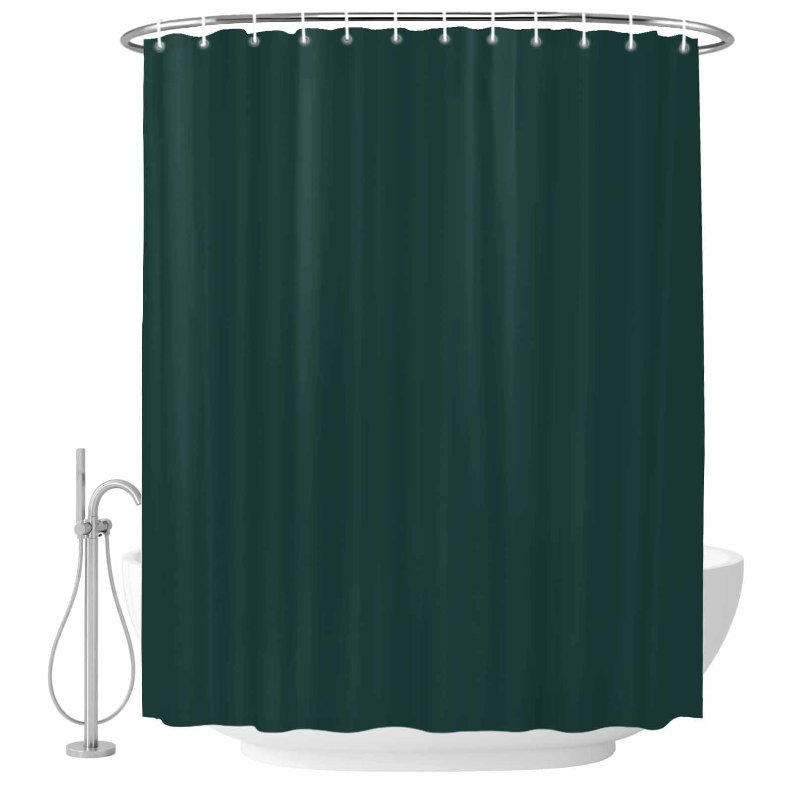 Shower Curtain Bathroom Set Minimalist Art Solid Dark Green Waterproof ...