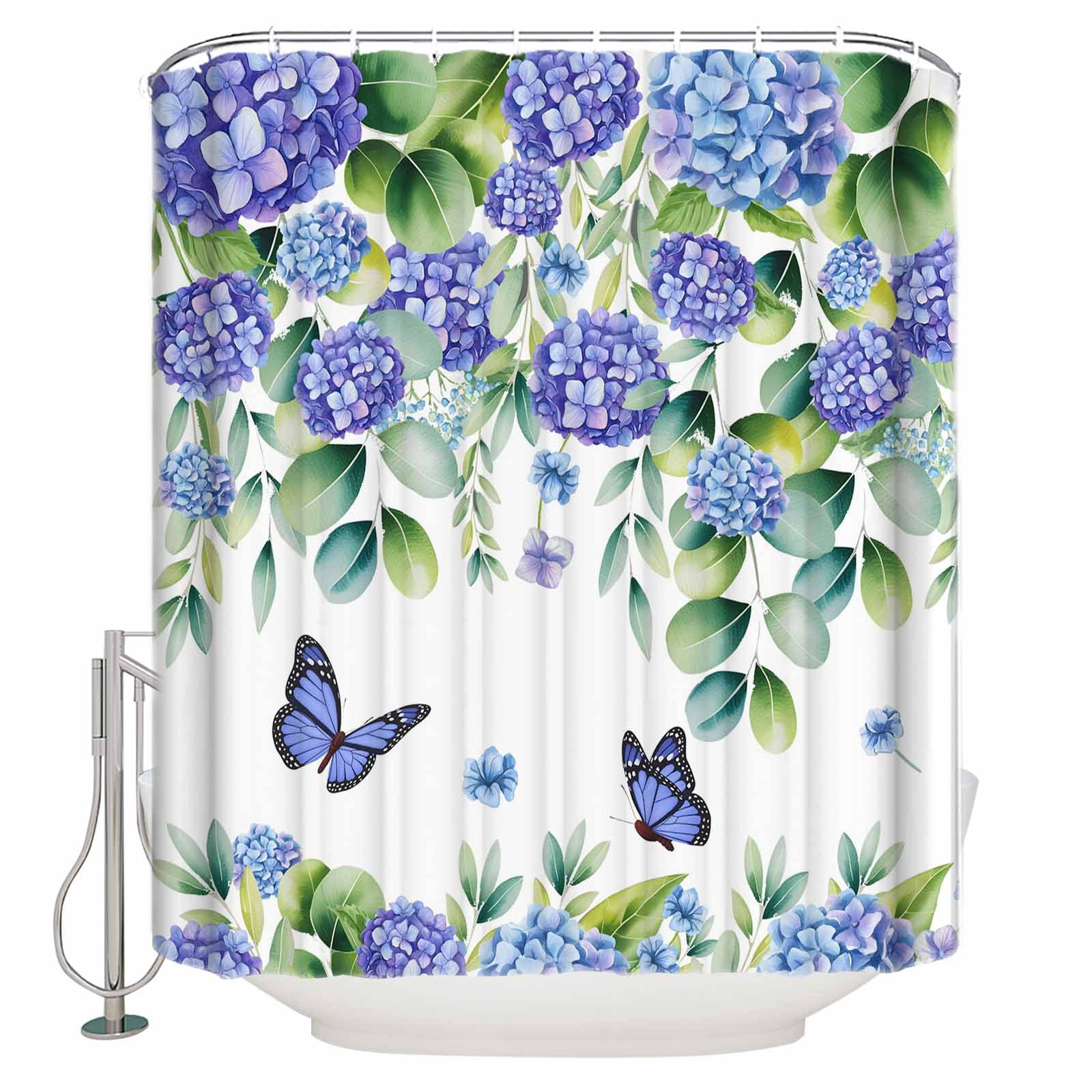 Shower Curtain Bathroom Set Watercolor Eucalyptus Leaf Waterproof ...