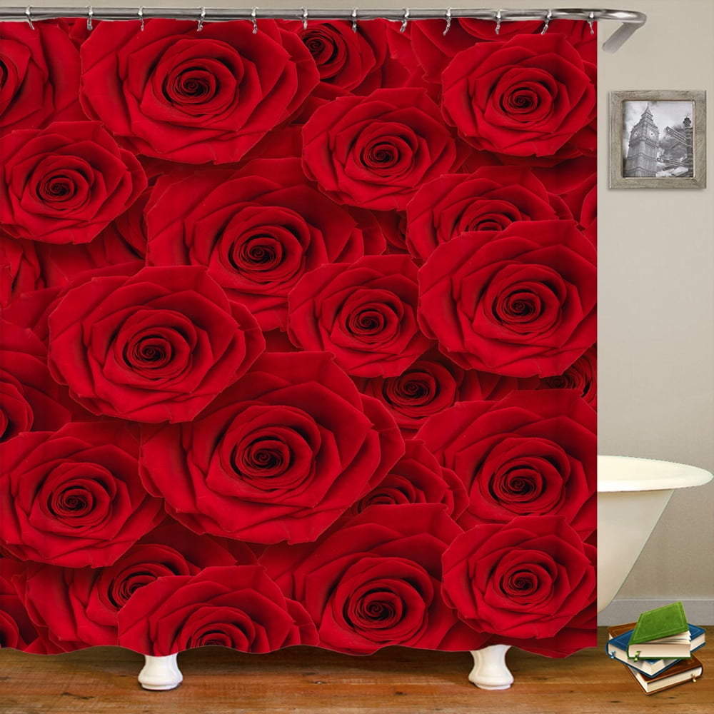 Shower Curtain Beautiful Red Rose Flowers style 3D Printed Shower ...
