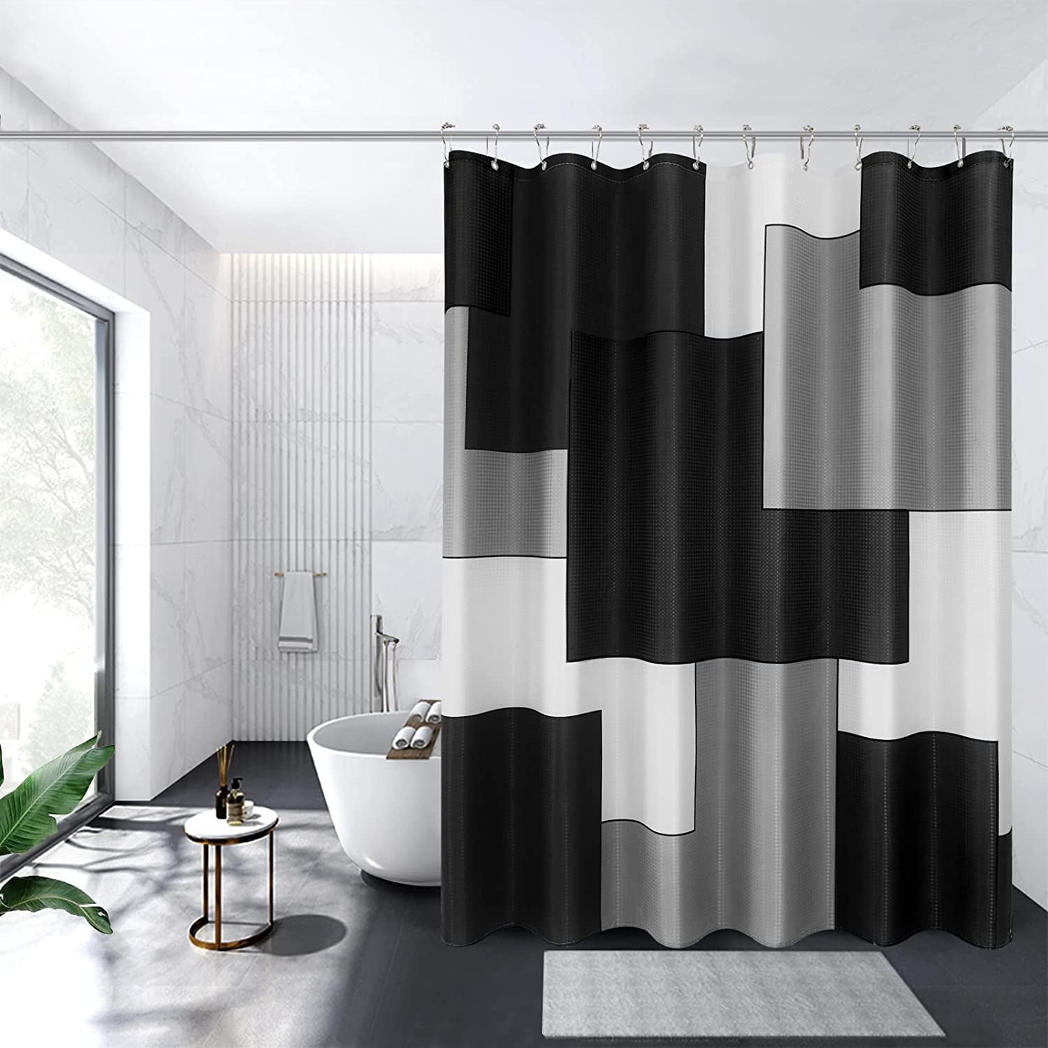 Shower Curtain Black and White Shower Curtain Mordern Shower Curtain Set Textured Fabric ...