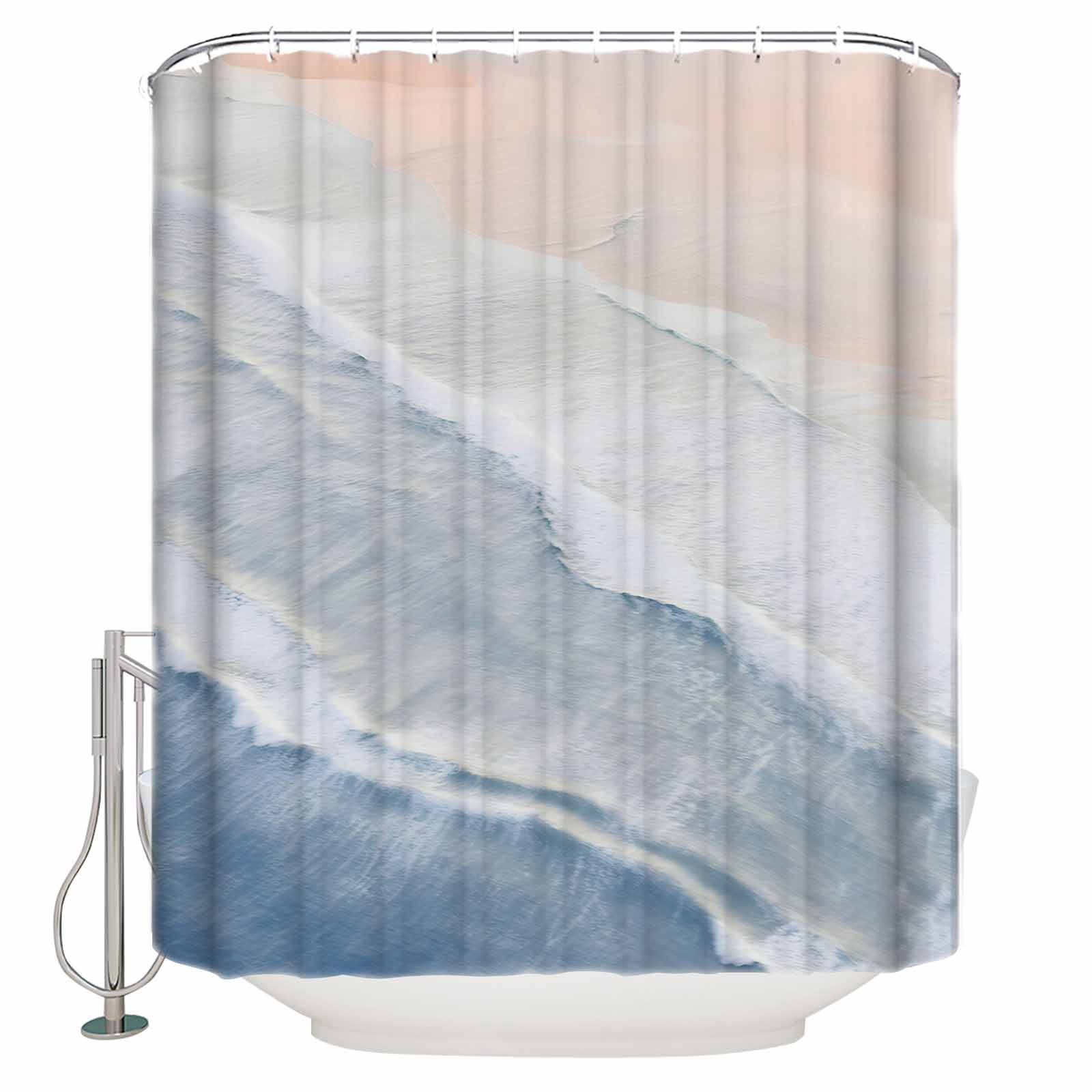 Shower Curtain Blue Waves Bohemian Beach Sand Waterproof Shower Curtain ...
