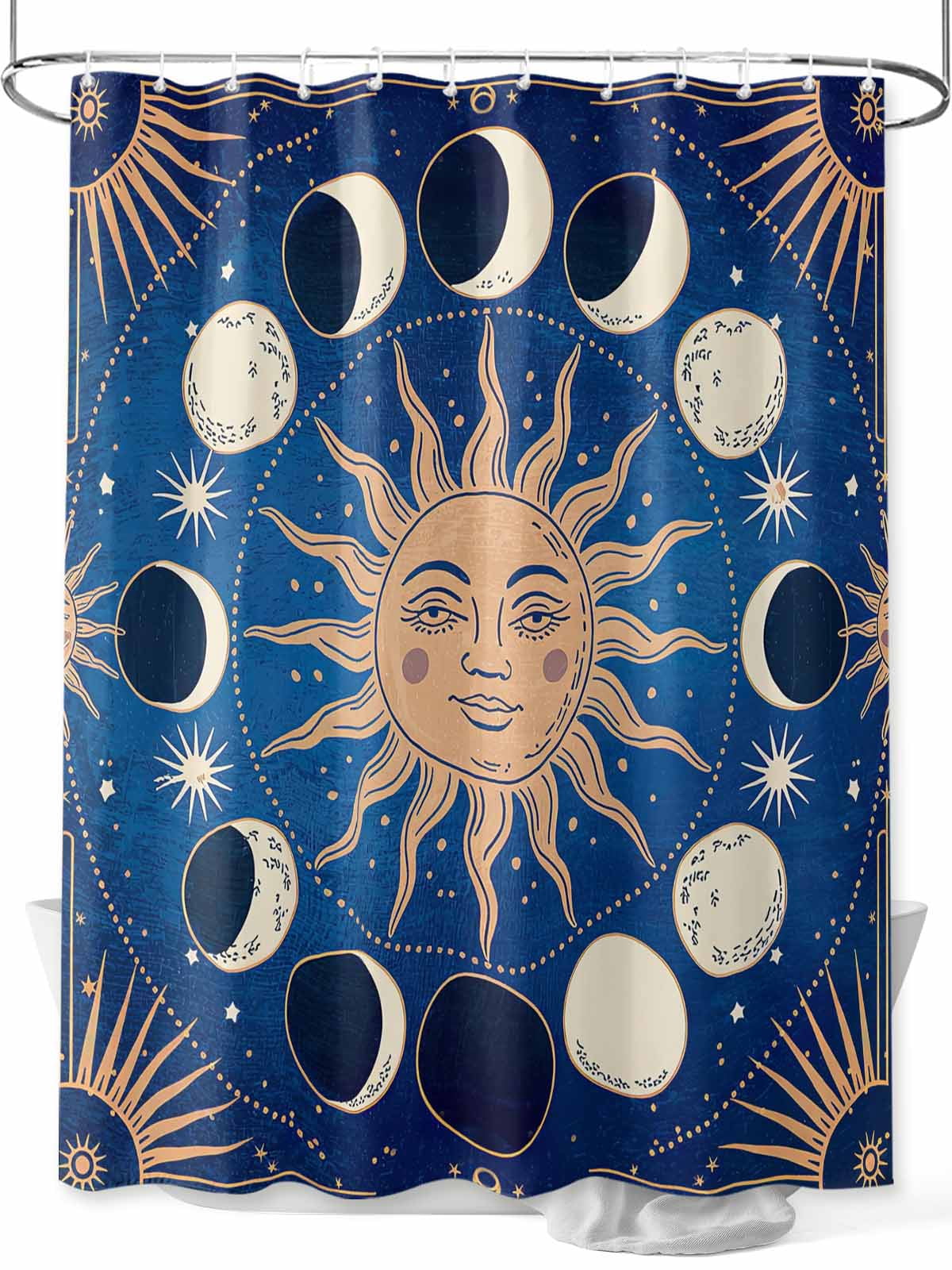 Shower Curtain Celestial Sun and Moon Bathroom Curtains with Hooks ...