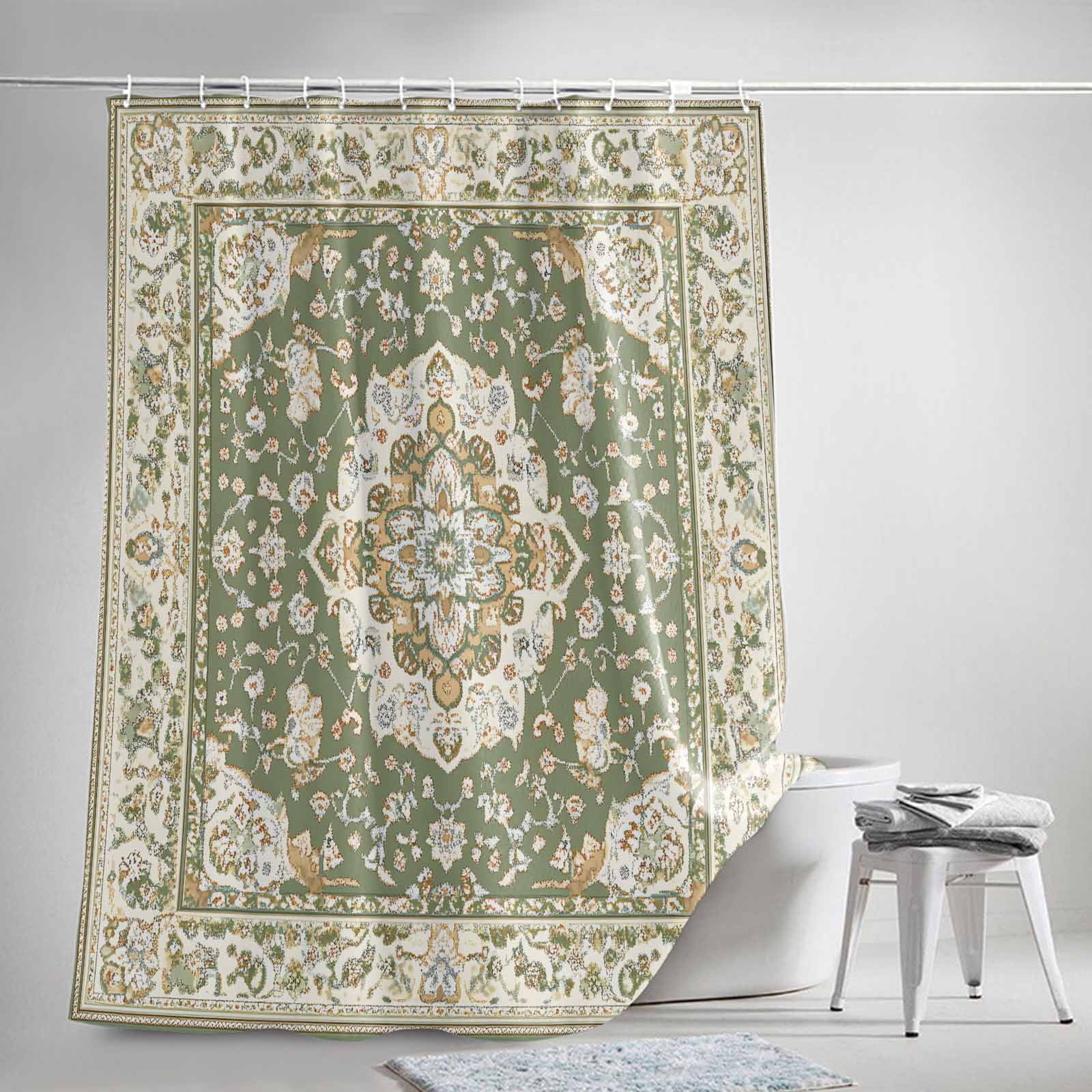 Shower Curtain, Classical Ethnic Traditional Flower Waterproof Shower ...