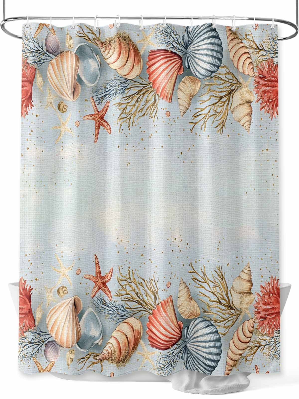 Shower Curtain, Colorful Shell Ocean Coral Summer Beach Retro Washable ...